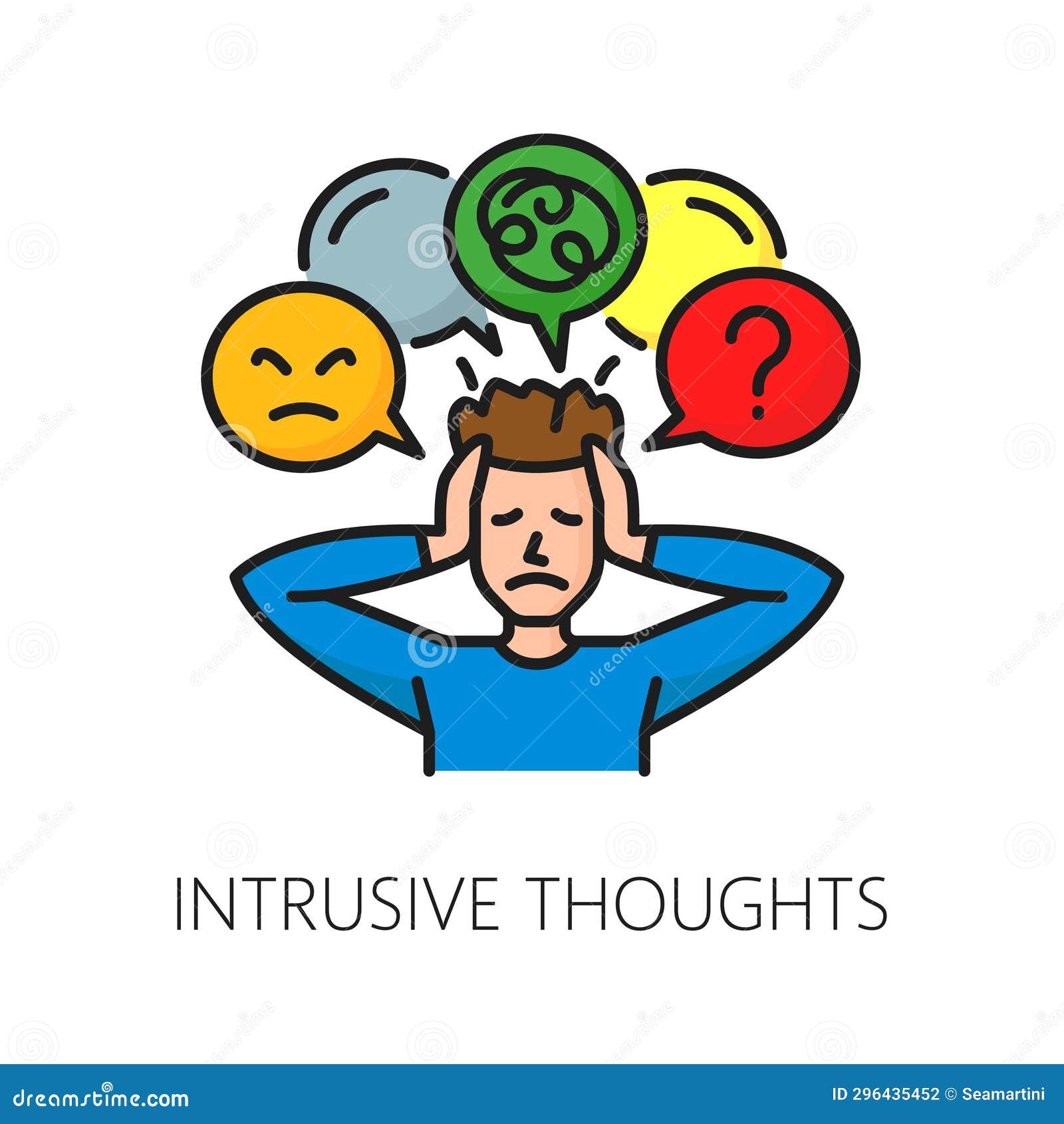 Mental Health Icon, Intrusive Thoughts Problem Stock Vector ...