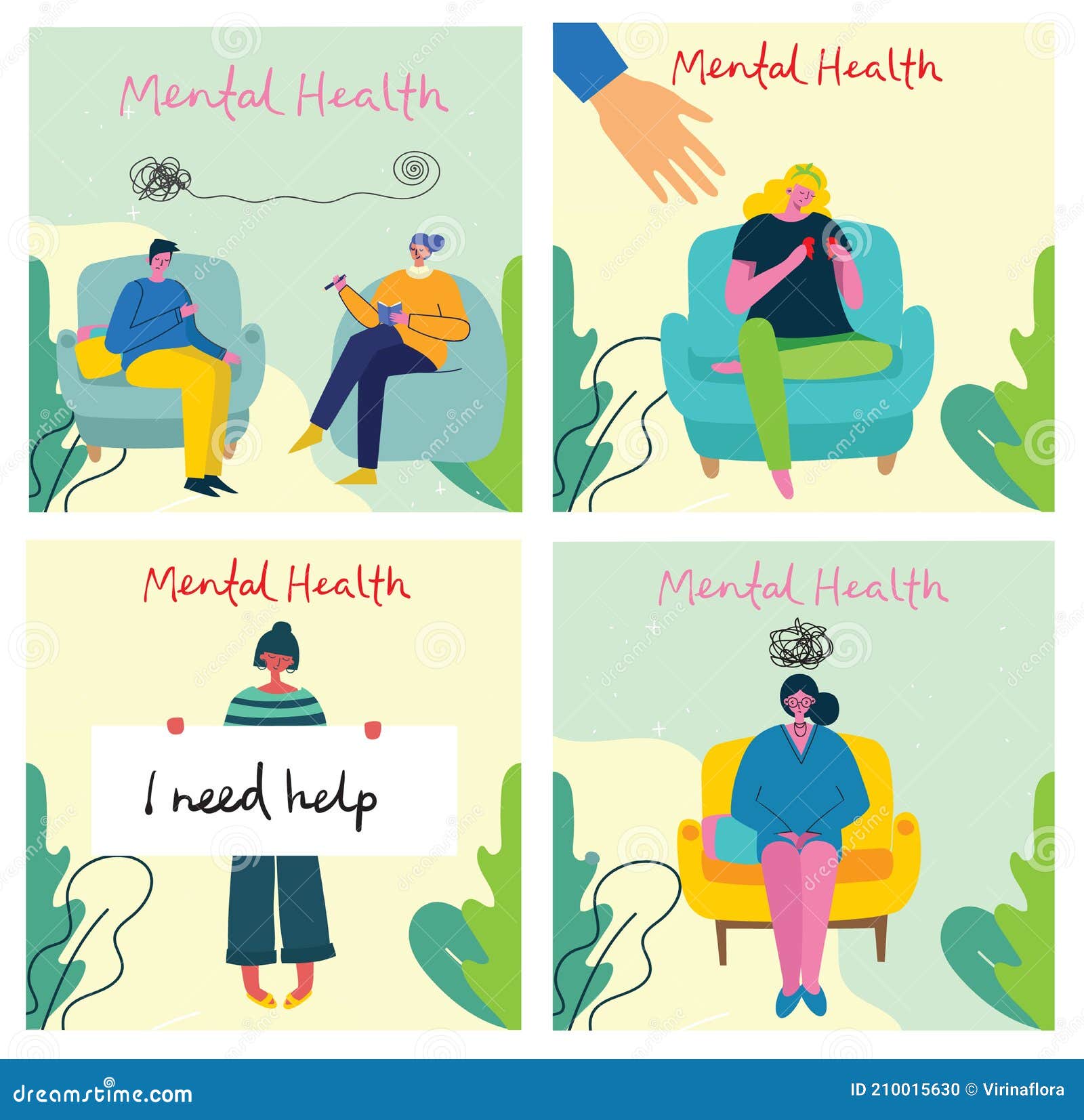 Mental Health Illustration Concept. Psychology Visual Interpretation of ...