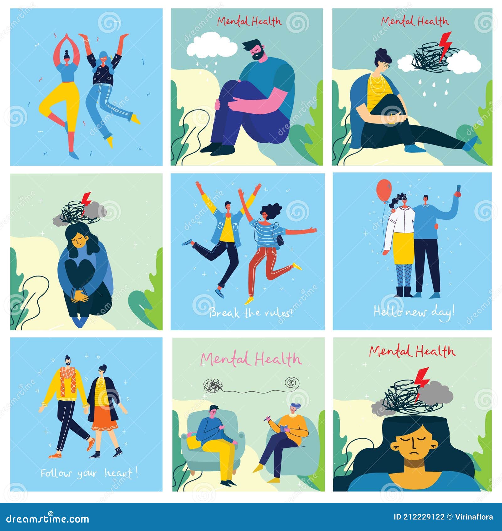 Mental Health Illustration Concept. Psychology Visual Interpretation of ...