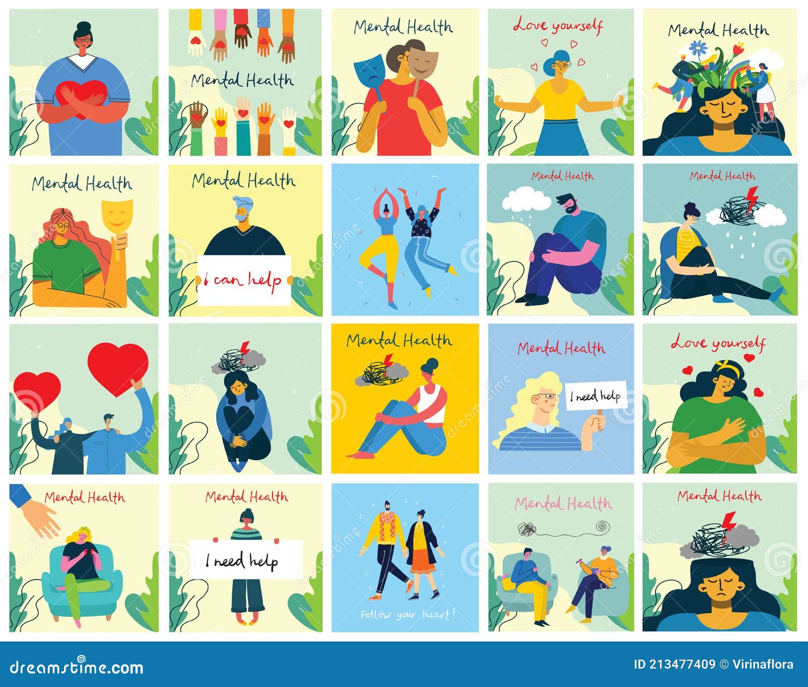 Mental Health Illustration Concept. Psychology Visual Interpretation of ...