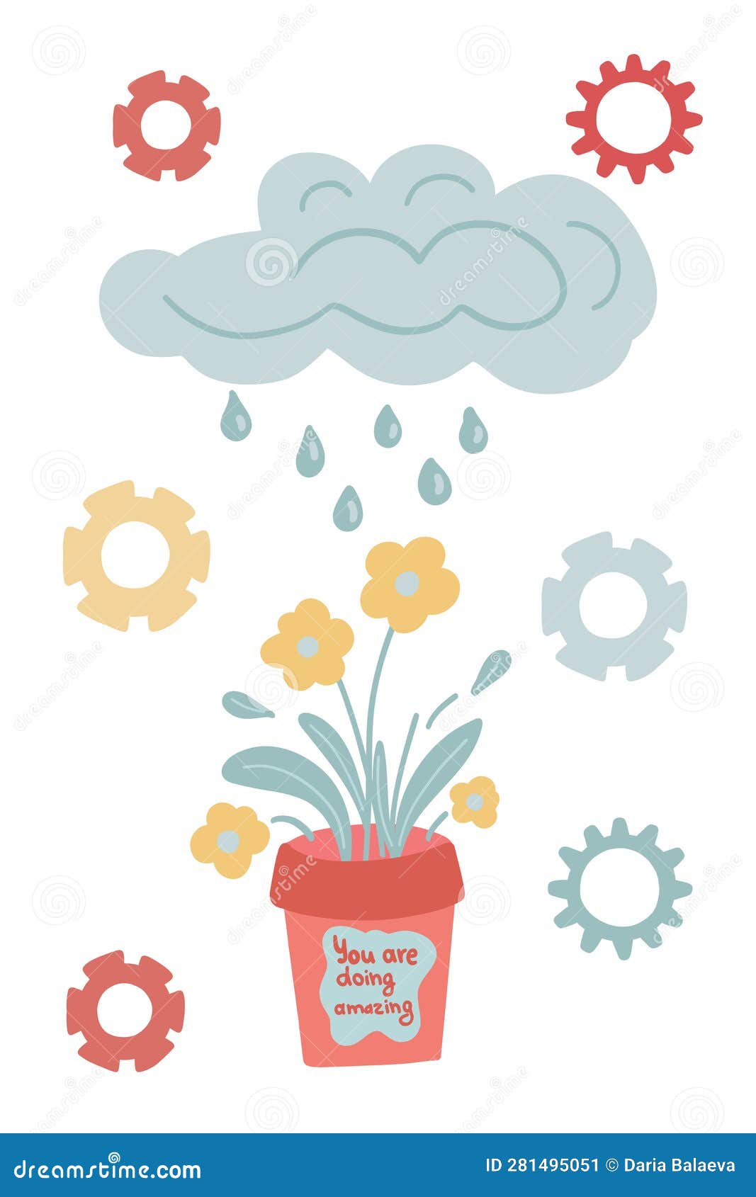 Mental Health Self Support Hand Drawn Icons Set Stock Vector ...