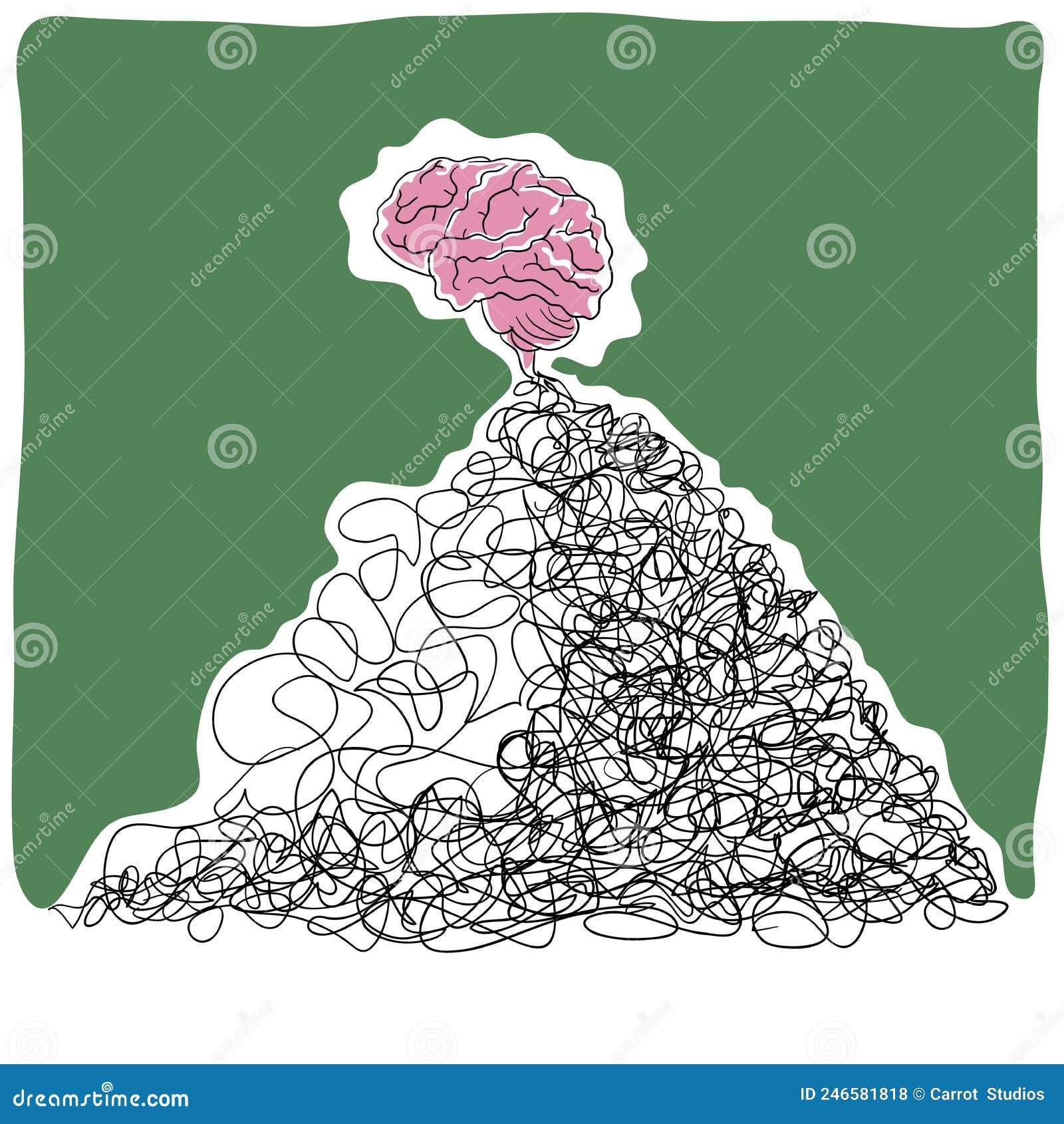 Confused Brain Character Thinking Vector Illustration | CartoonDealer ...