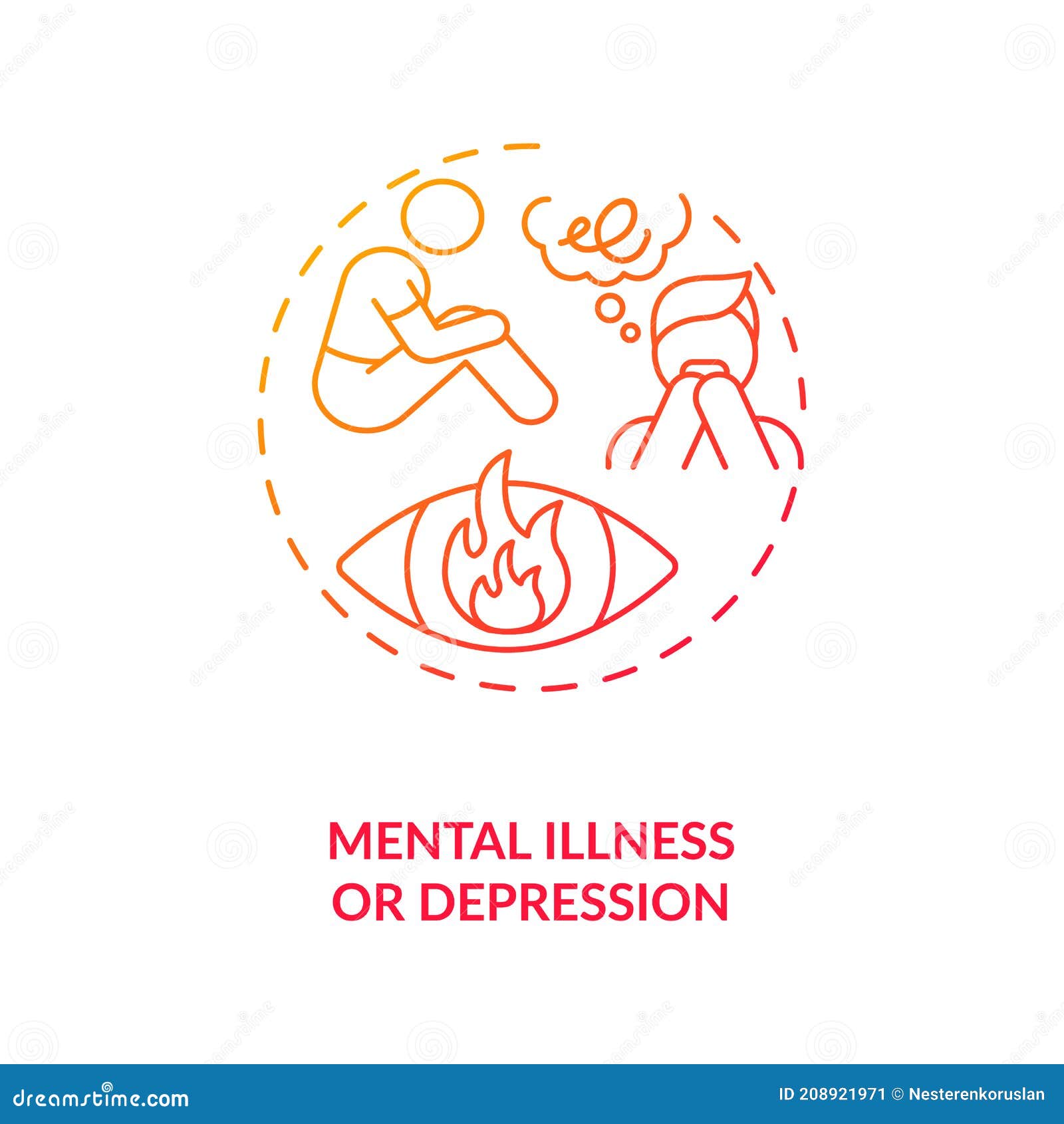 Mental Illness or Depression Red Gradient Concept Icon Stock Vector ...