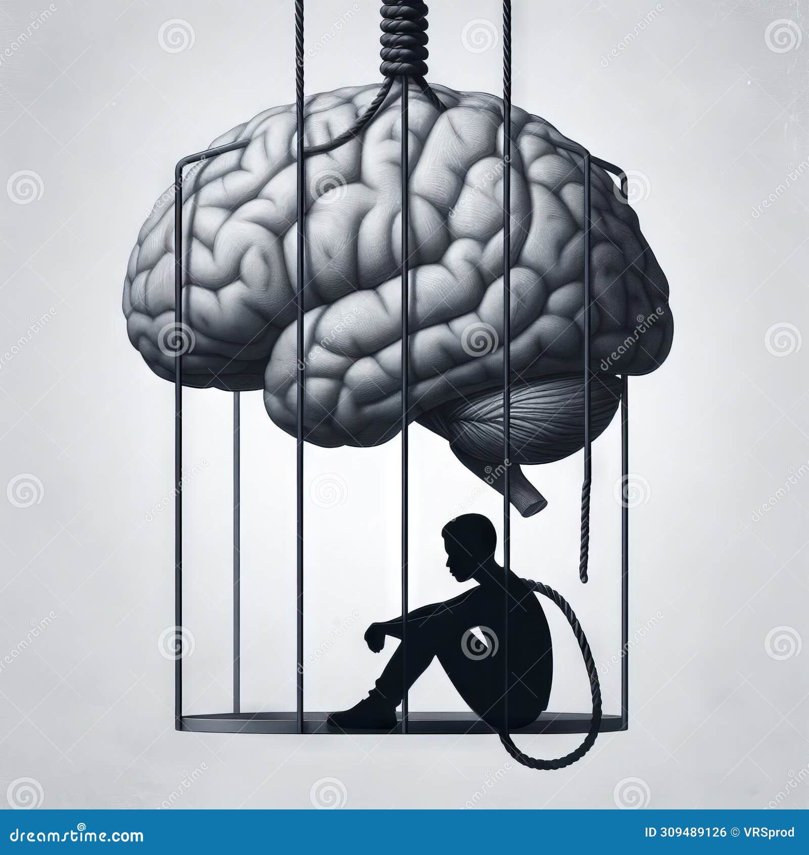 Mental Imprisonment: Brain and Shadow Concept Stock Photo - Image of ...