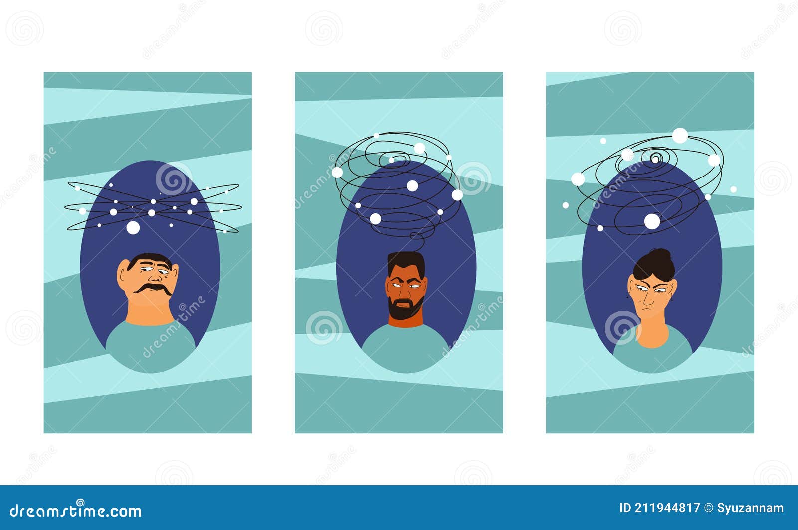 Mental Issues. Different Characters with Lot of Confusing Thoughts, Bad ...