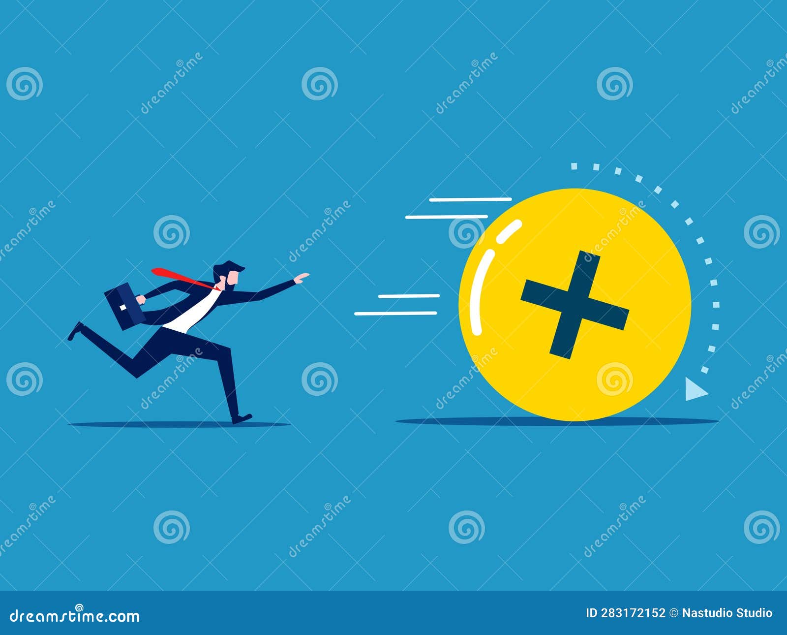 Mental Problems. Businessman Chasing Catches an Optimistic Mood Stock ...