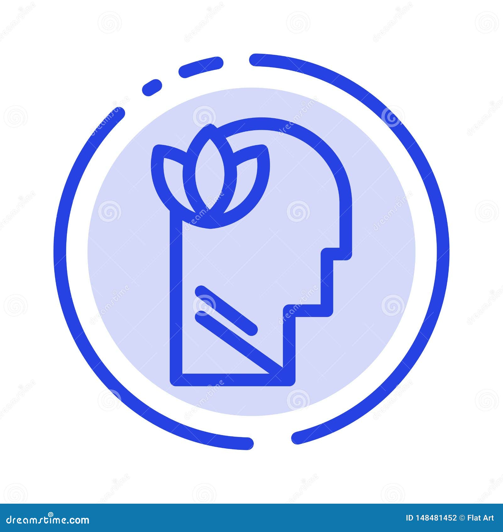 Mental, Relaxation, Mind, Head Blue Dotted Line Line Icon Stock Vector ...