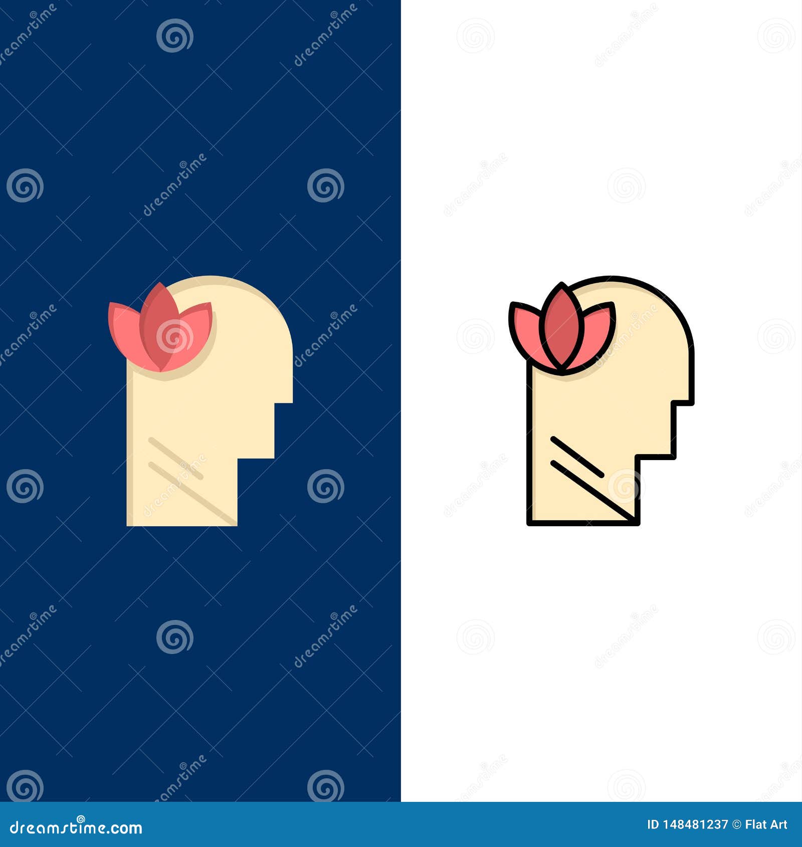 Mental, Relaxation, Mind, Head Icons. Flat and Line Filled Icon Set ...