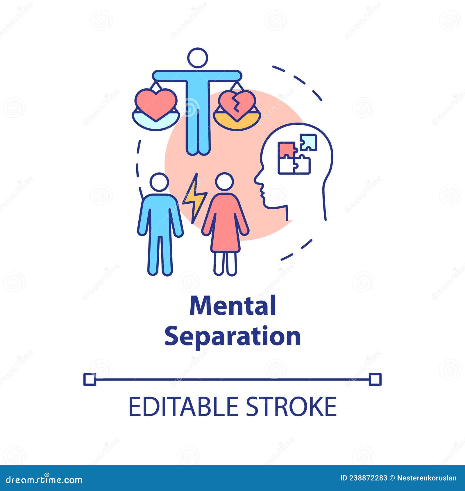 Separation Concept Retro Colorful Word Art Illustration Cartoon Vector ...