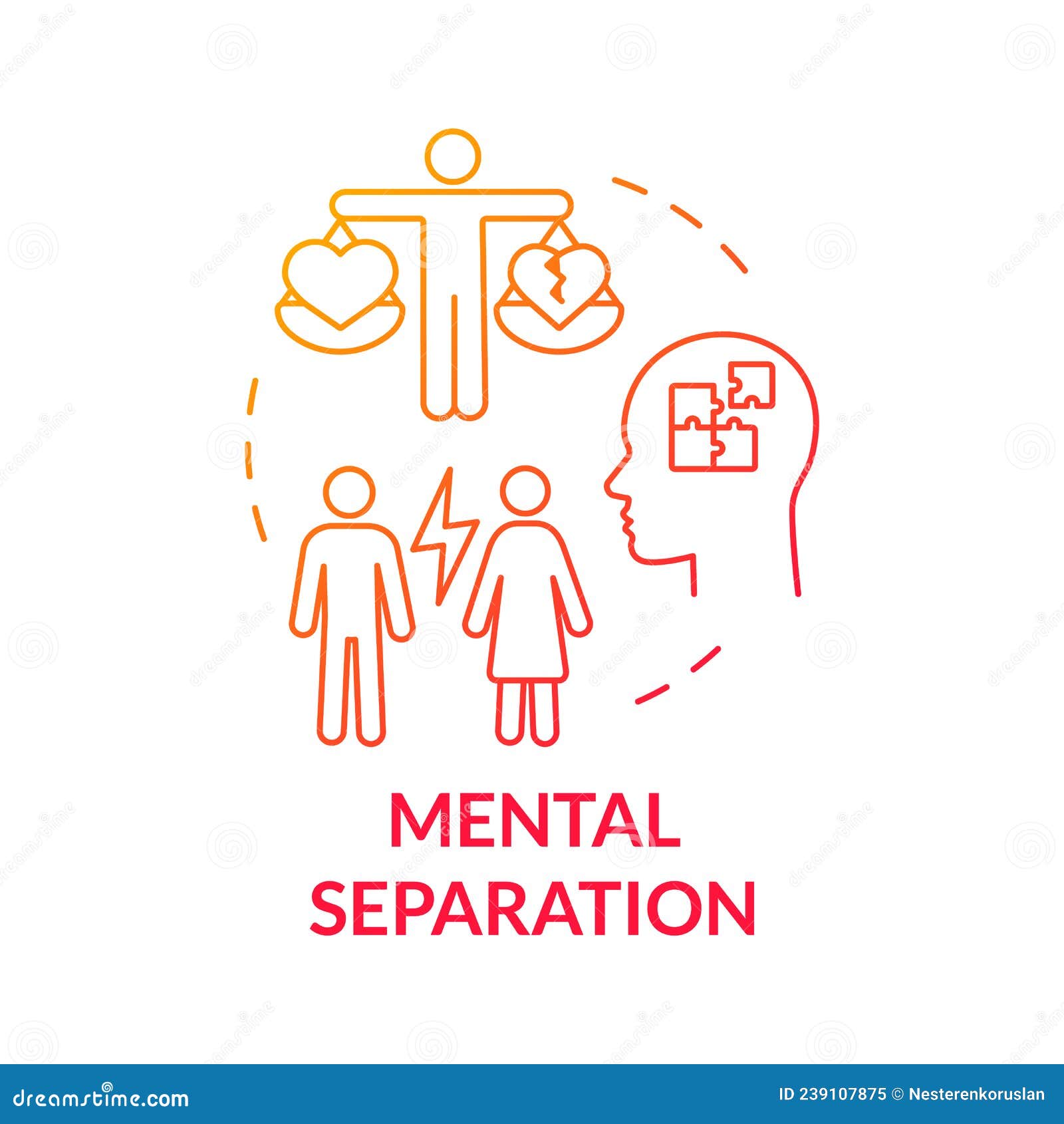 Mental Separation Red Gradient Concept Icon Stock Vector - Illustration ...