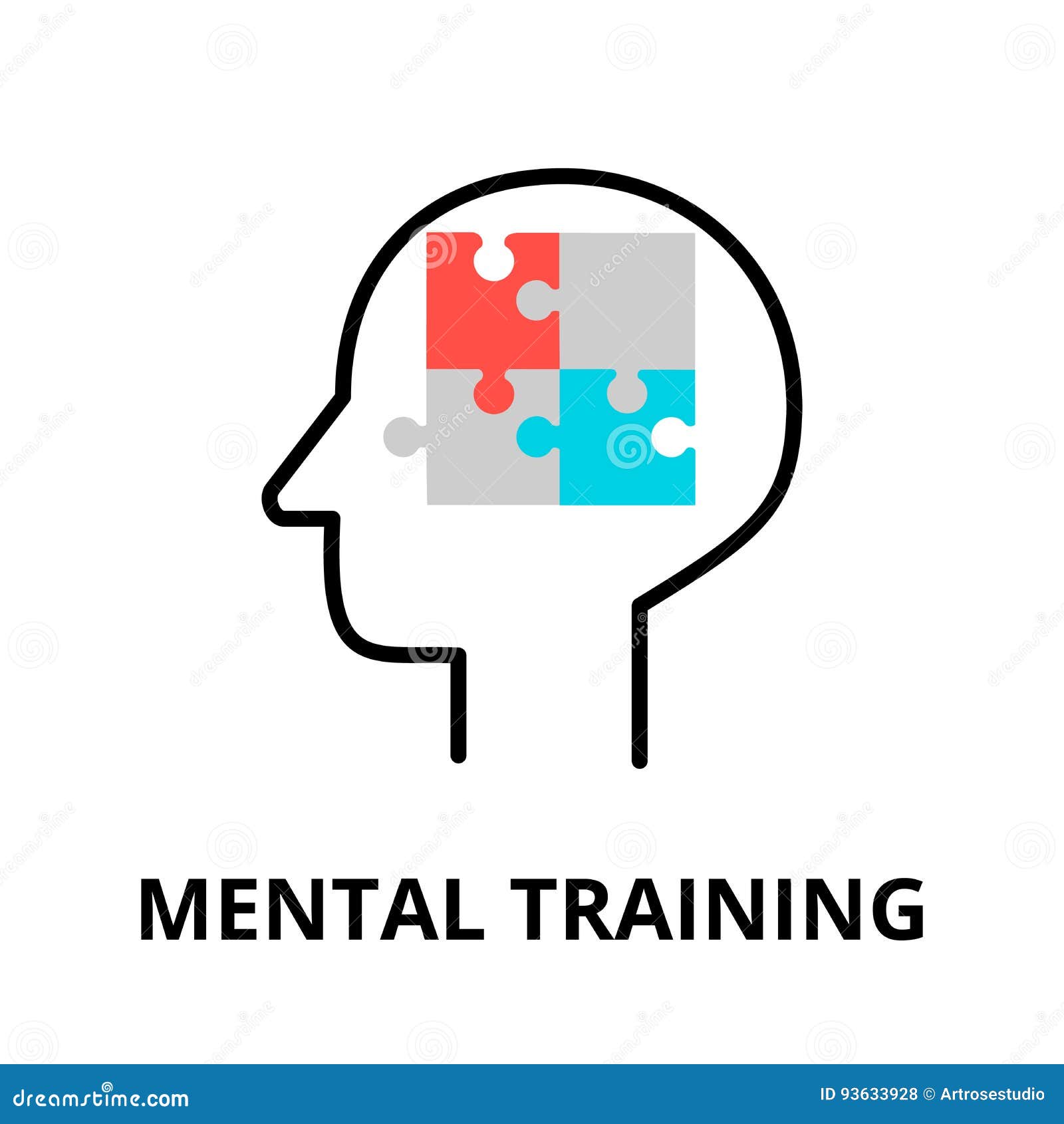 Mental Training Icon, Flat Thin Line Vector Illustration Stock Vector ...