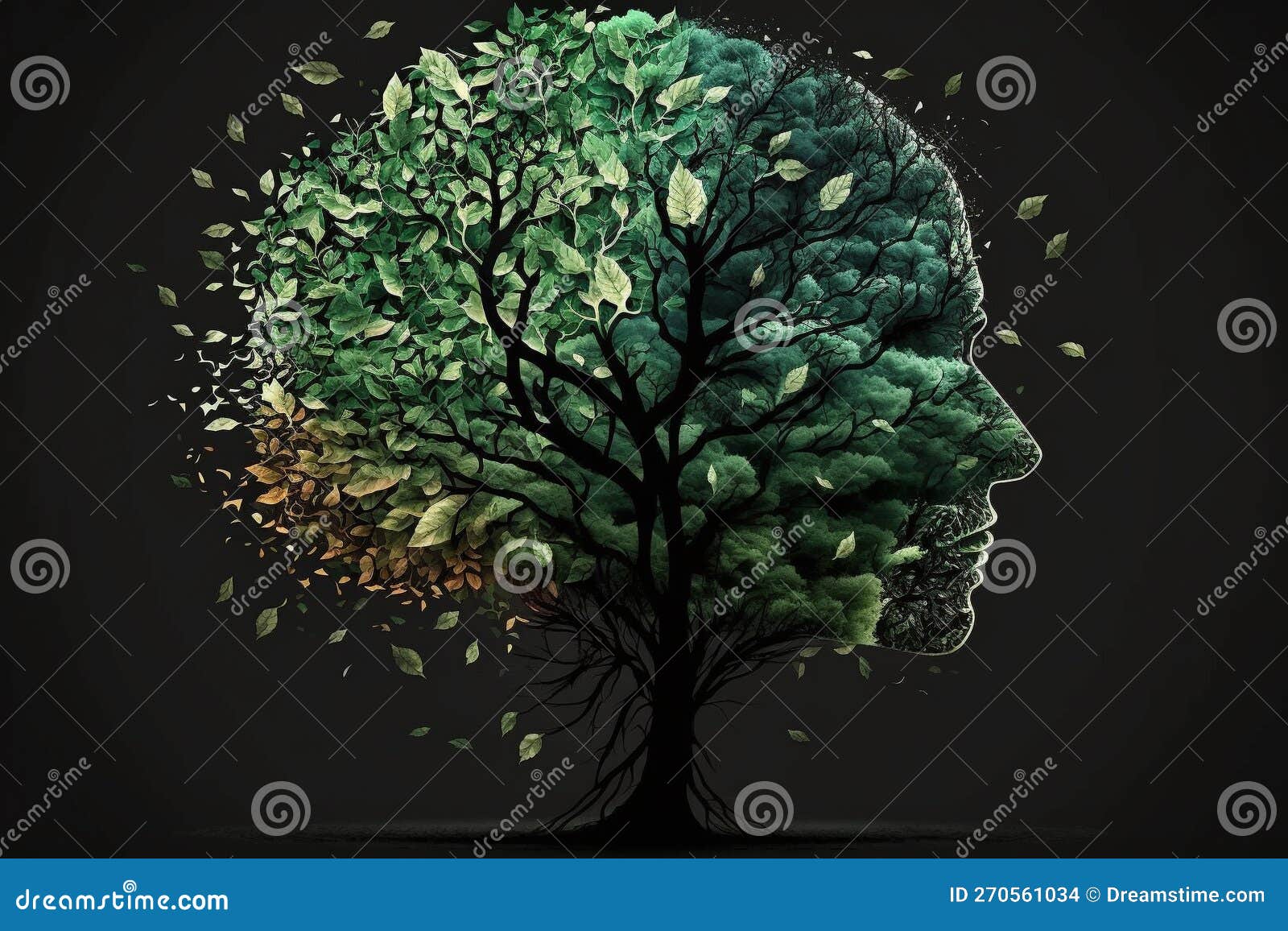 Mental Wellness Positivity and Creativity Concept with Head in a Shape ...