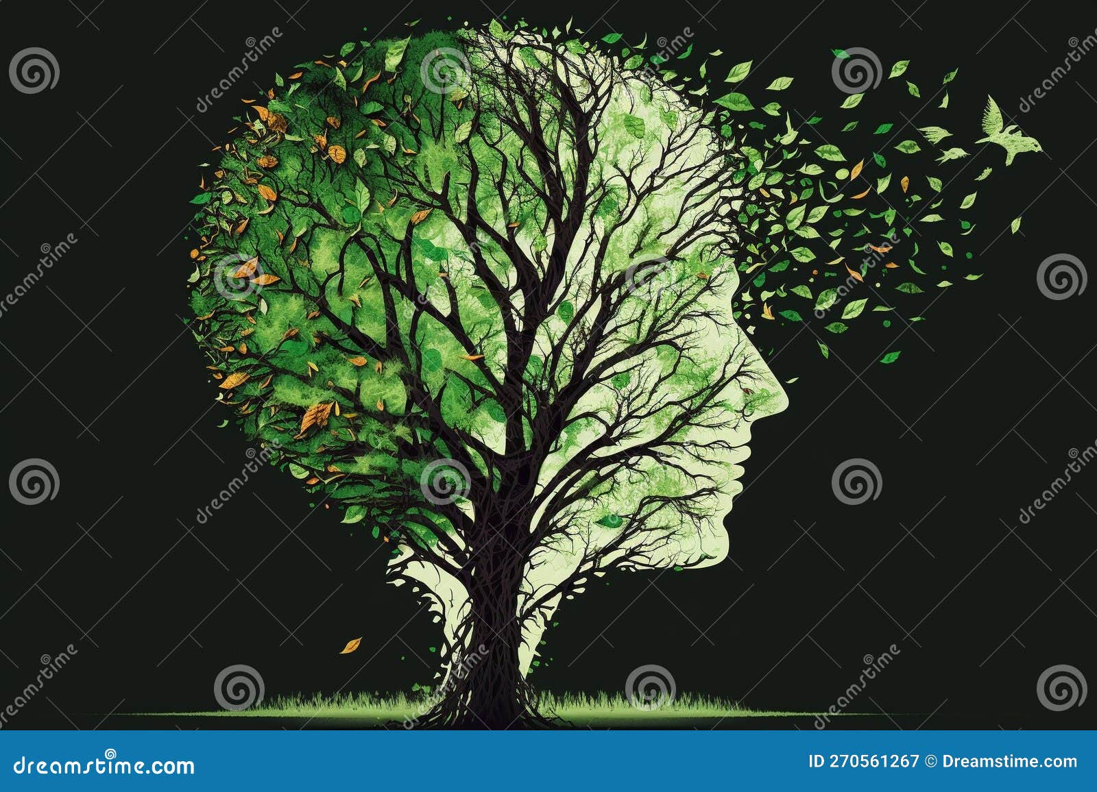 Mental Wellness Positivity and Creativity Concept with Head in a Shape ...