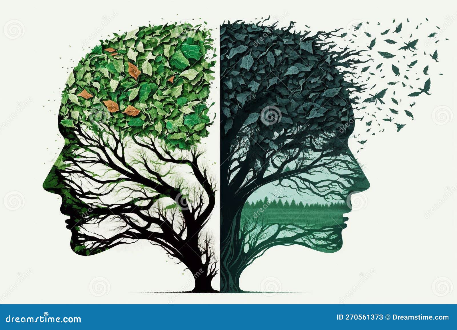 Mental Wellness Positivity and Creativity Concept with Head in a Shape ...