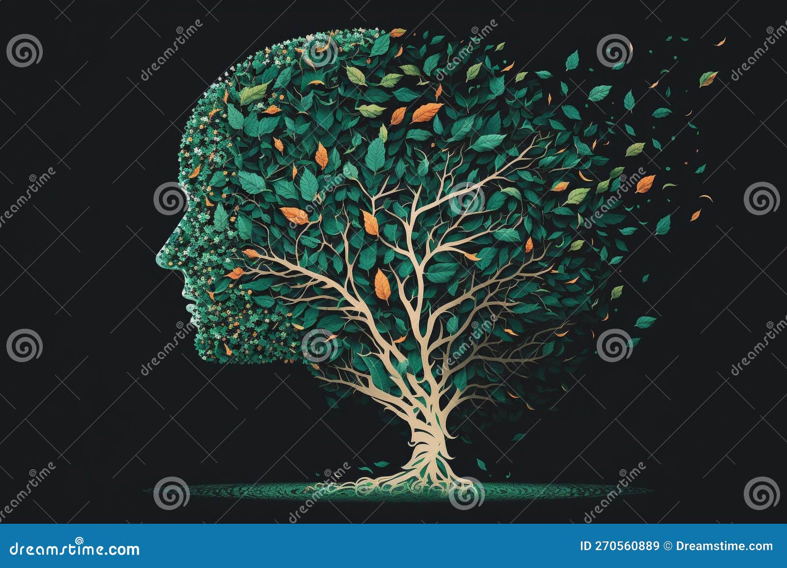 Mental Wellness Positivity and Creativity Concept with Head in a Shape ...