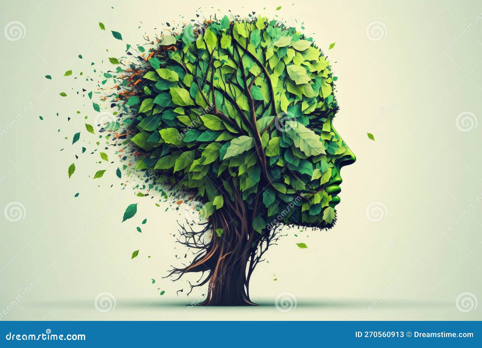 Mental Wellness Positivity and Creativity Concept with Head in a Shape ...