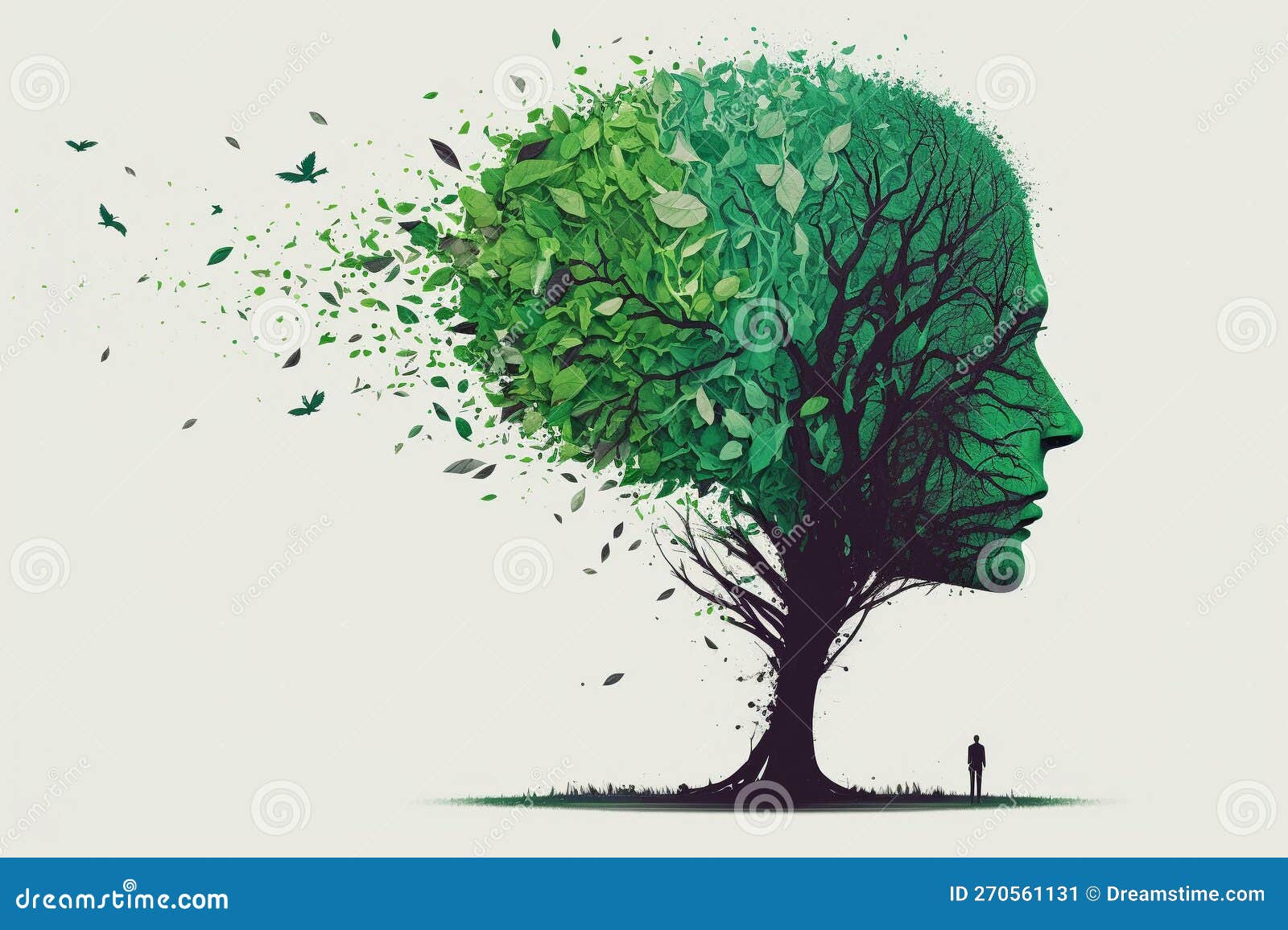 Mental Wellness Positivity and Creativity Concept with Head in a Shape ...