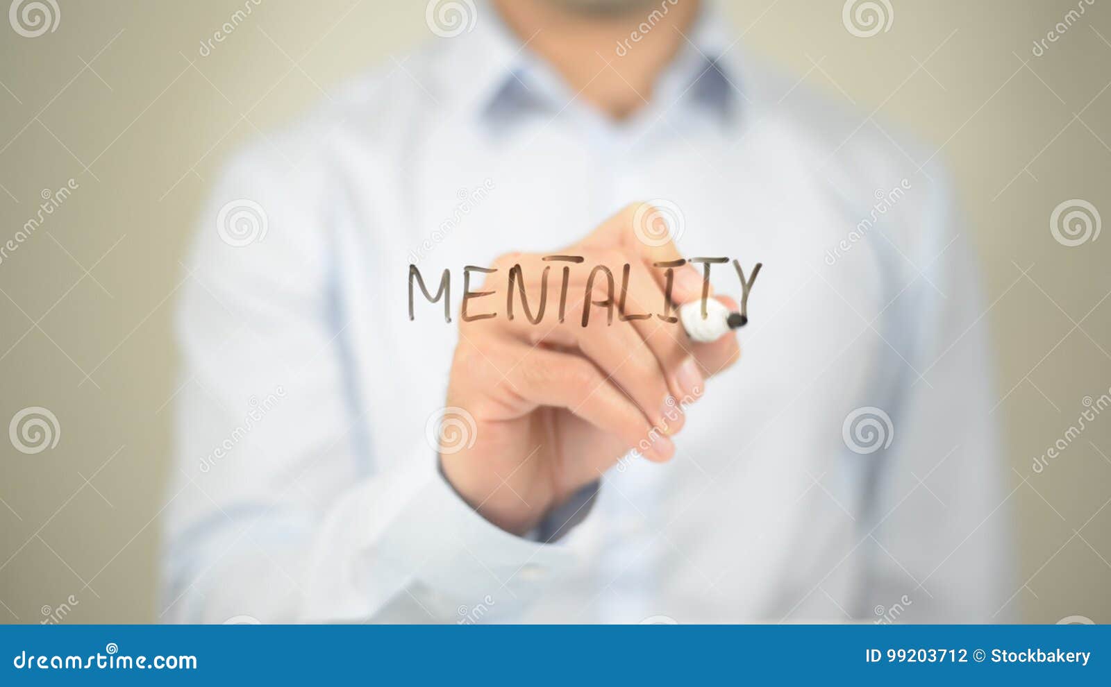 Mentality , Man Writing on Transparent Screen Stock Photo - Image of ...