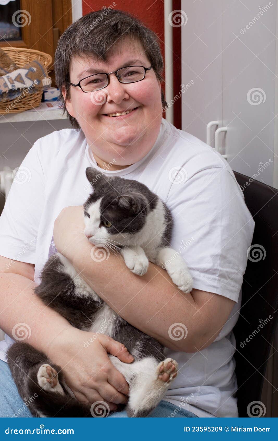 Mentally Disabled Woman with Cat Stock Image - Image of patience ...