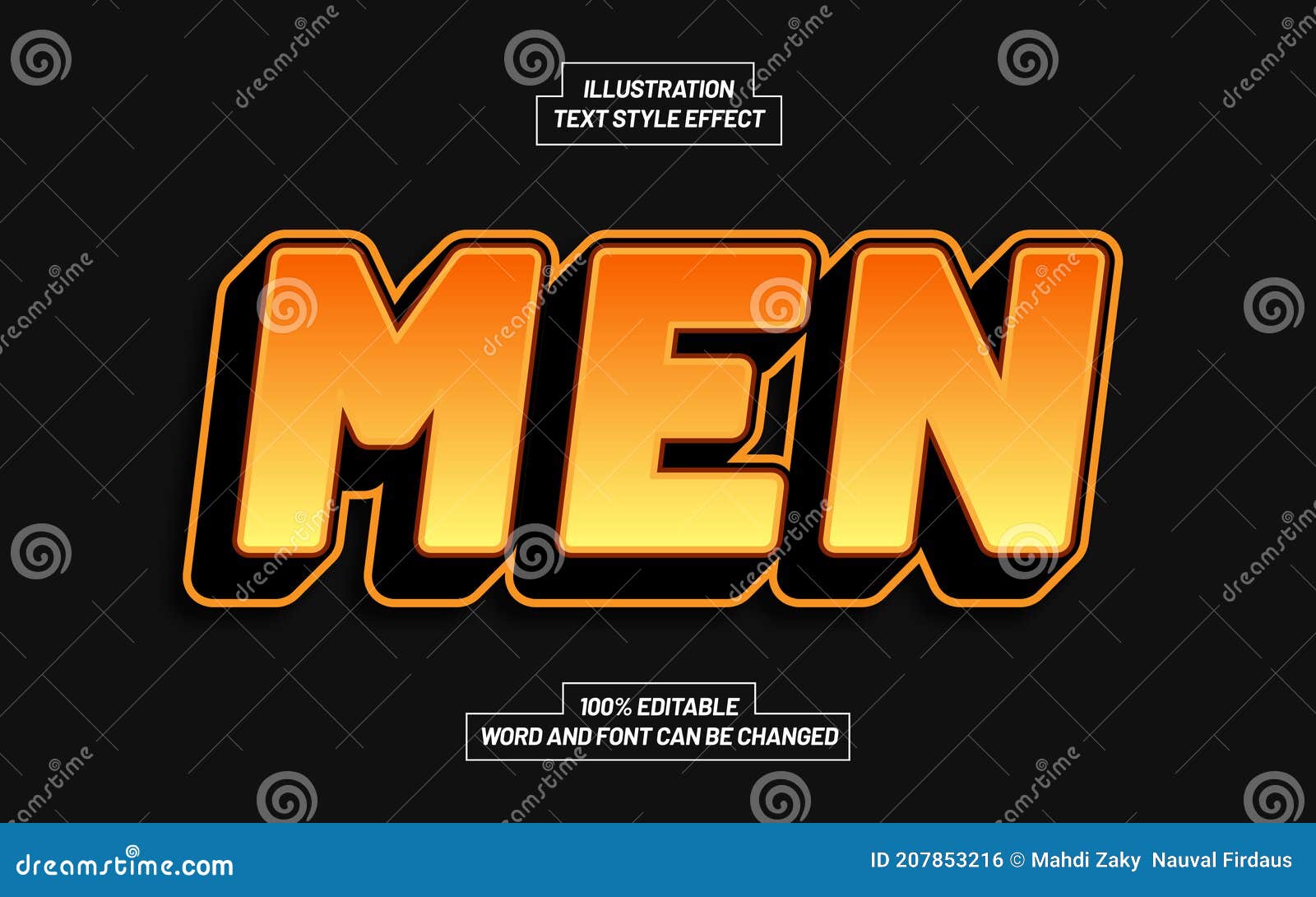 Men Orange Text Style Effect Stock Vector - Illustration of banner ...