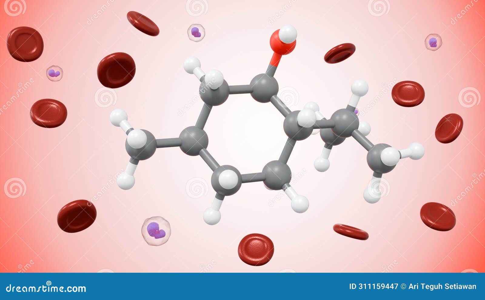Menthol Chemical Structure with Scattered Blood Cells Stock ...