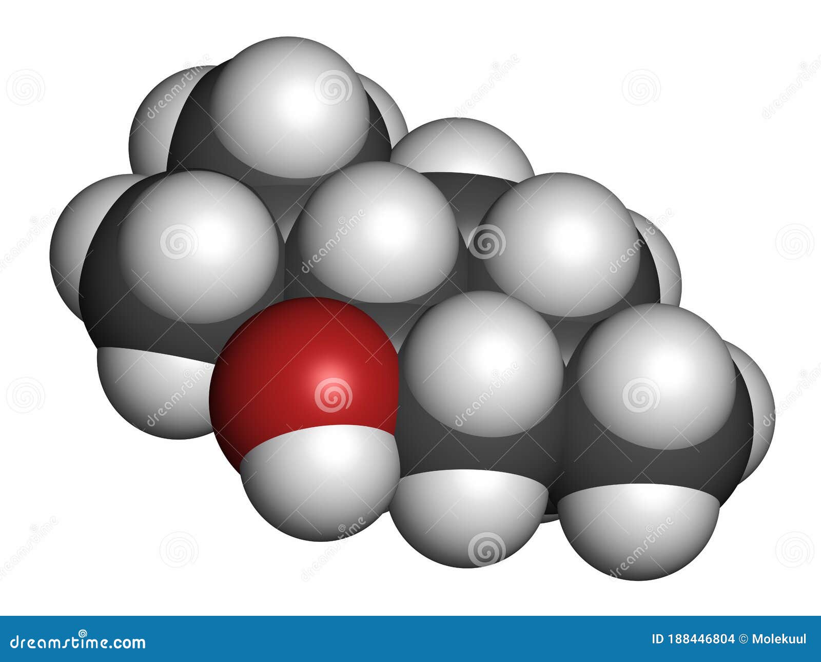 Menthol Molecule, 3D Rendering. Present in Peppermint, Corn Mints, Etc ...