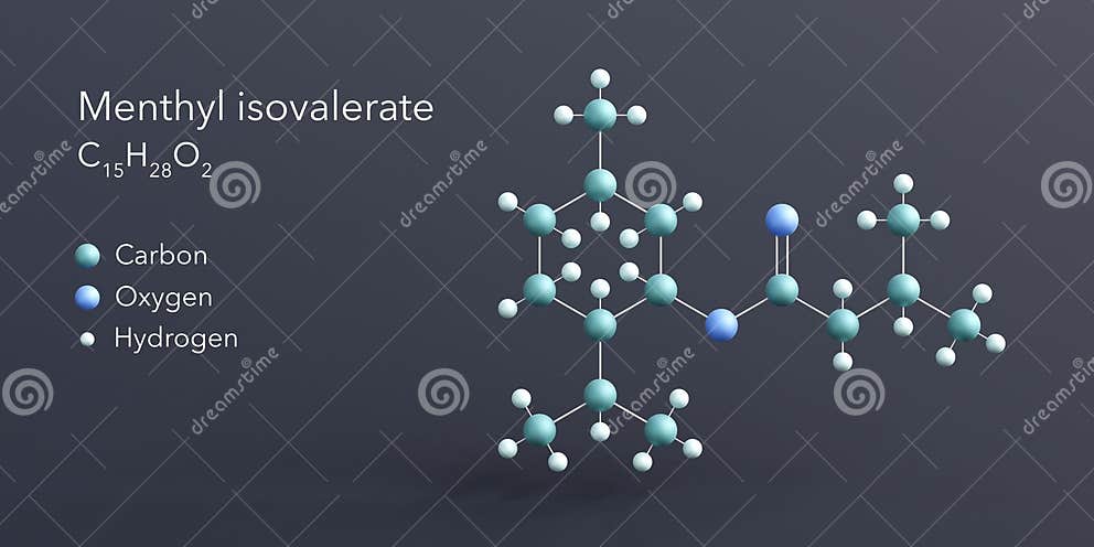 Menthyl Isovalerate Molecule 3d Rendering, Flat Molecular Structure ...