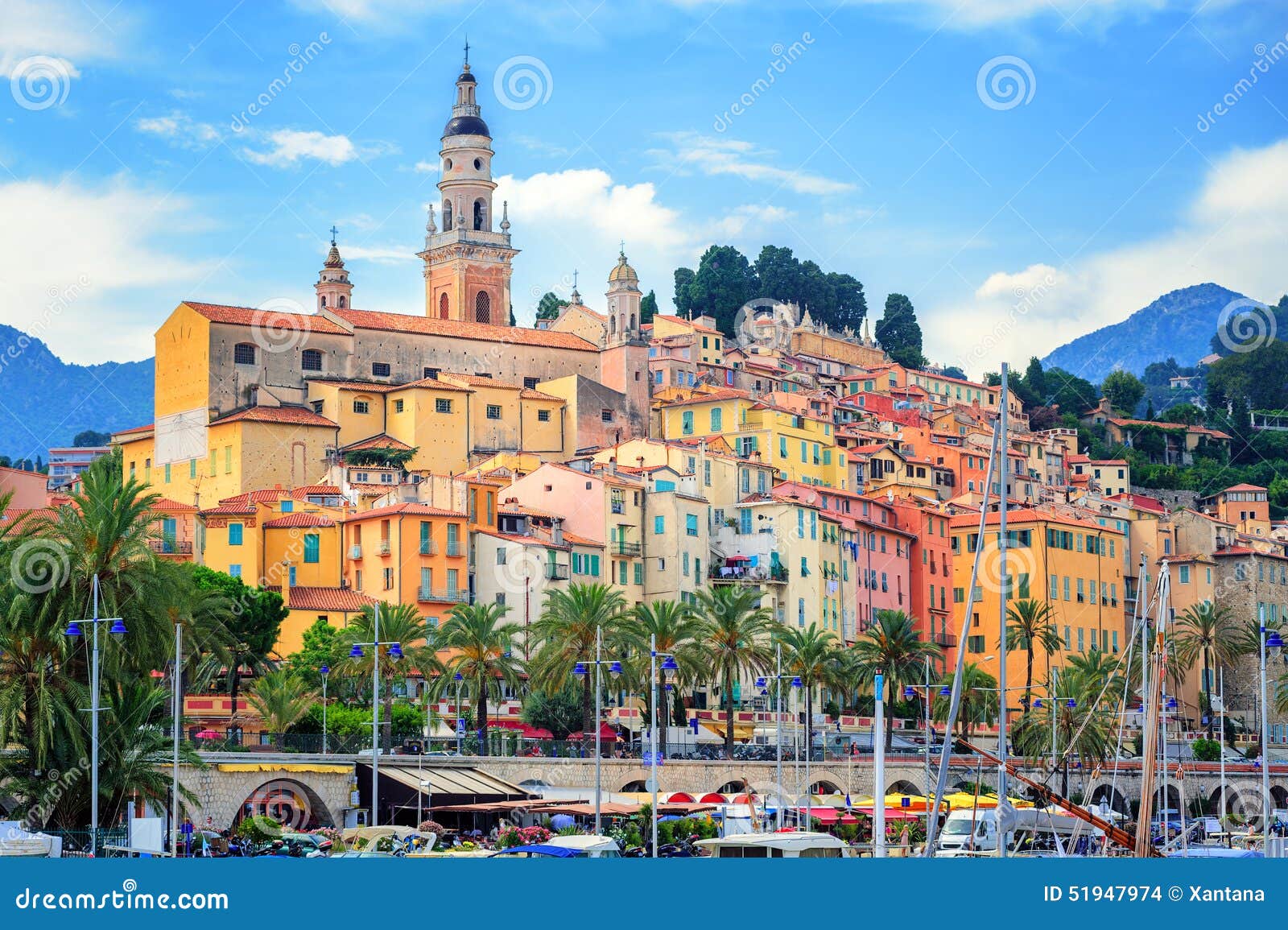 Menton de la France photo stock. Image du bateau, côte - 51947974
