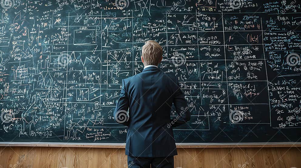 Mentor Explaining Math Concepts on Chalkboard Stock Illustration ...