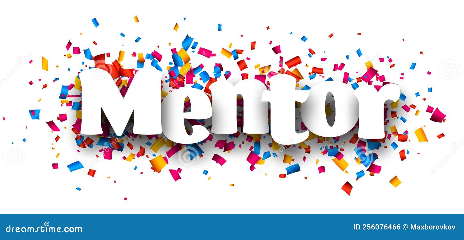 Mentor Sign Over Cut Ribbon Confetti Background Stock Vector ...