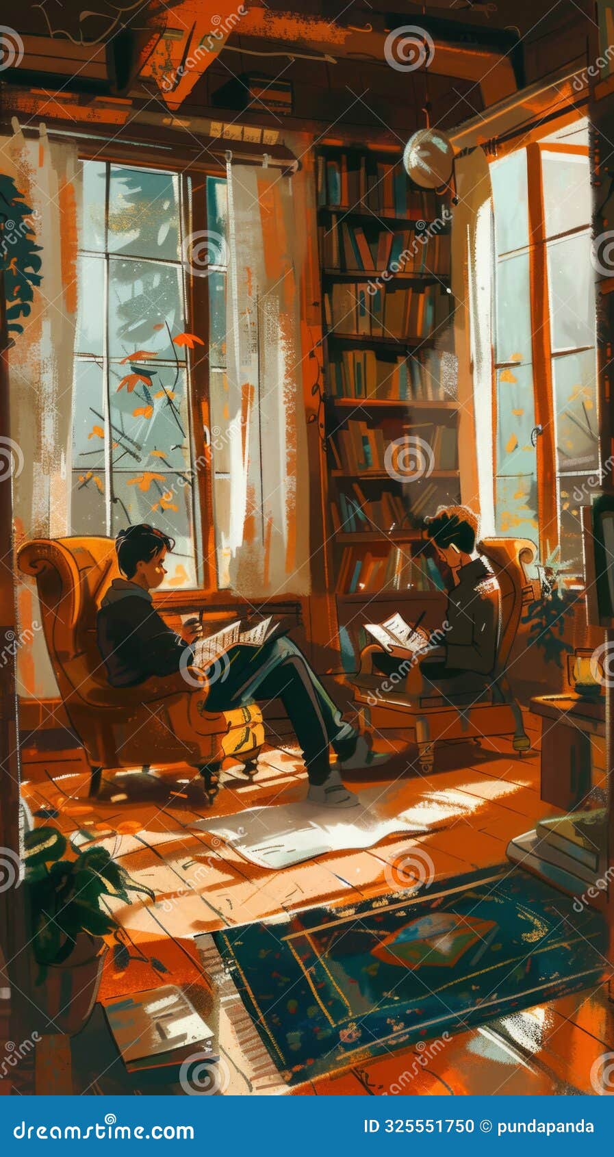 A Mentor and Student Work Together in a Cozy Study Room, Where ...
