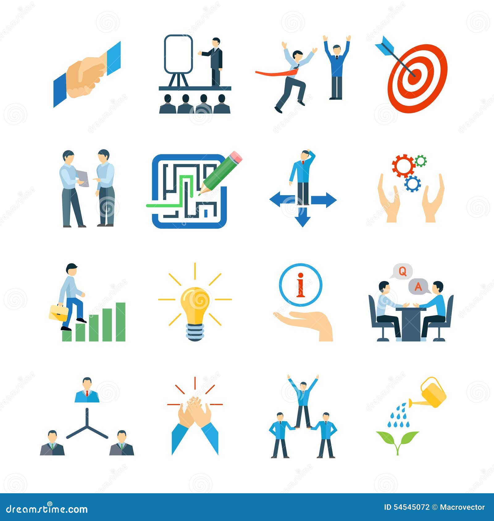 Mentoring Icons Flat Set stock vector. Illustration of management ...