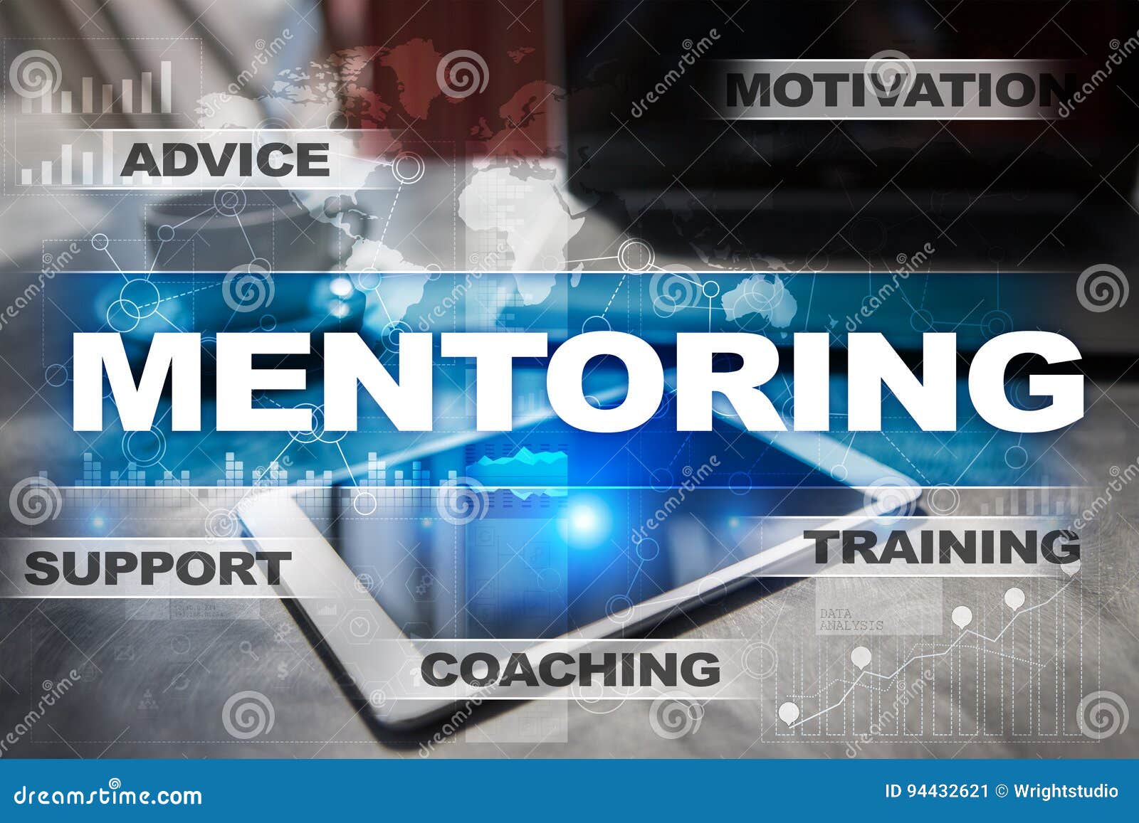 Mentoring on the Virtual Screen. Education Concept. E-Learning. Success ...