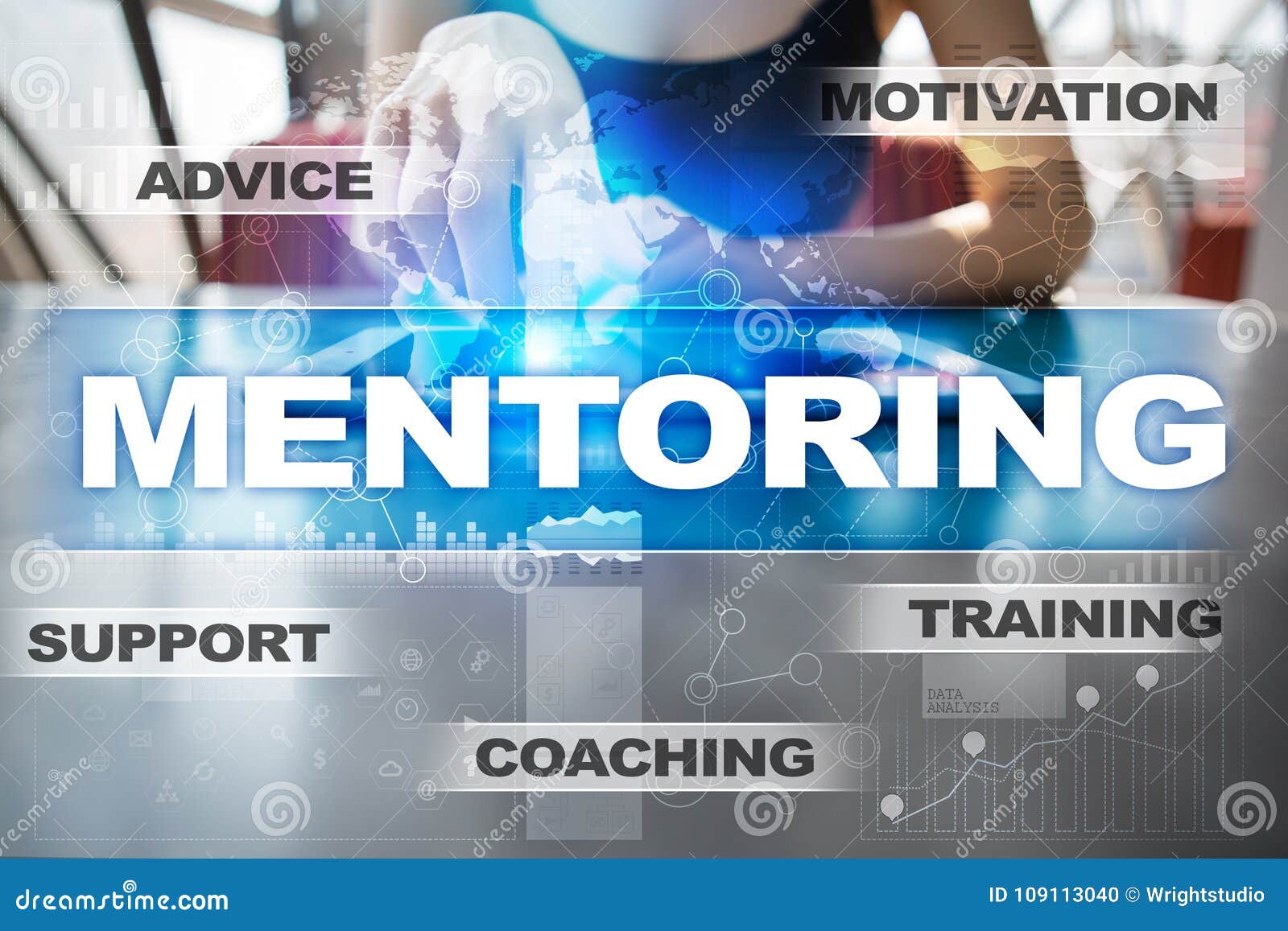 Mentoring on the Virtual Screen. Education Concept. E-Learning. Success ...