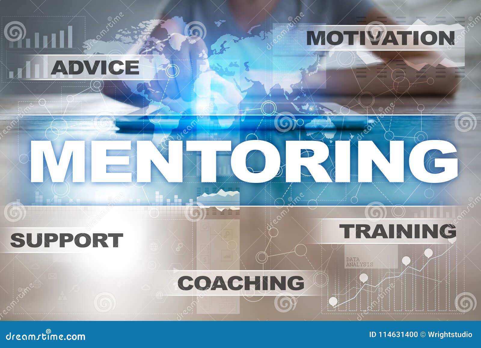 Mentoring on the Virtual Screen. Education Concept. E-Learning. Success ...