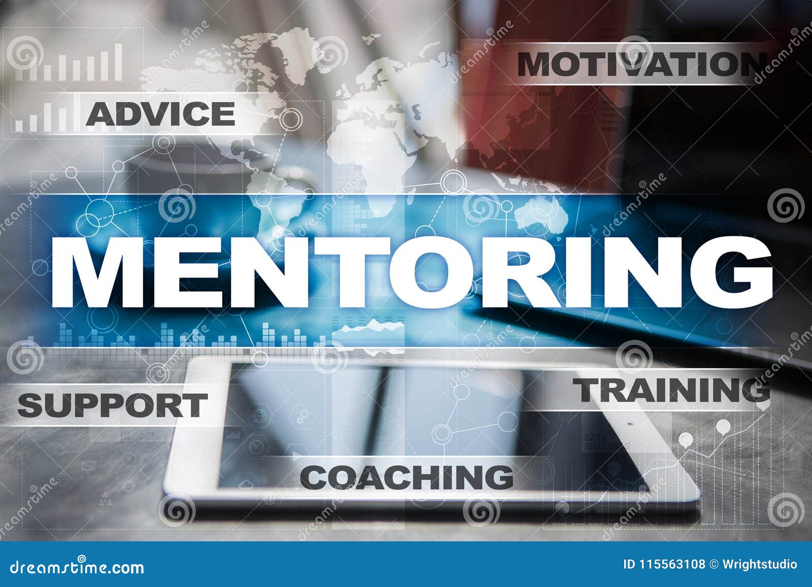 Mentoring on the Virtual Screen. Education Concept. E-Learning. Success ...