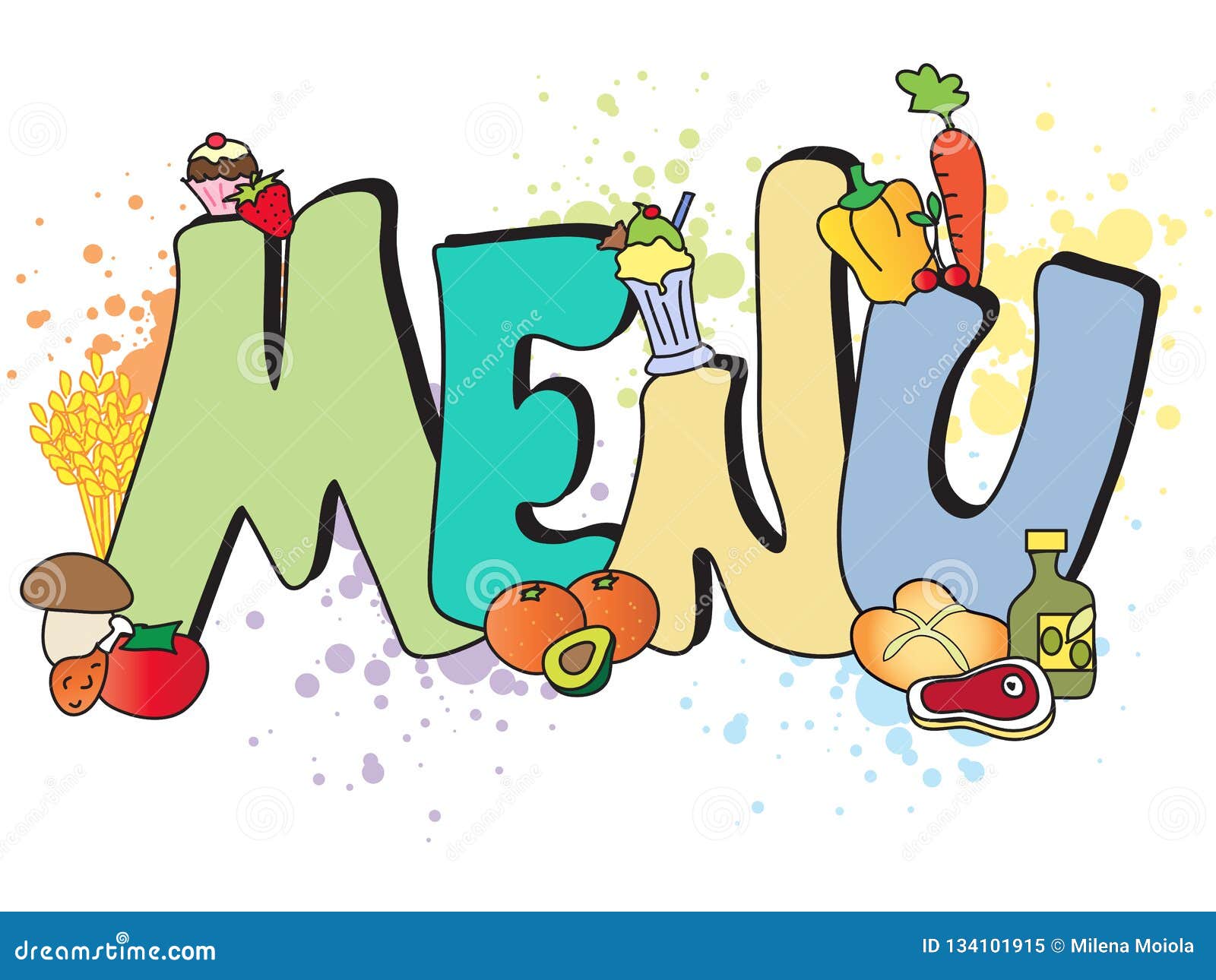 Menu écrit Avec La Nourriture Illustration Stock - Illustration du ...