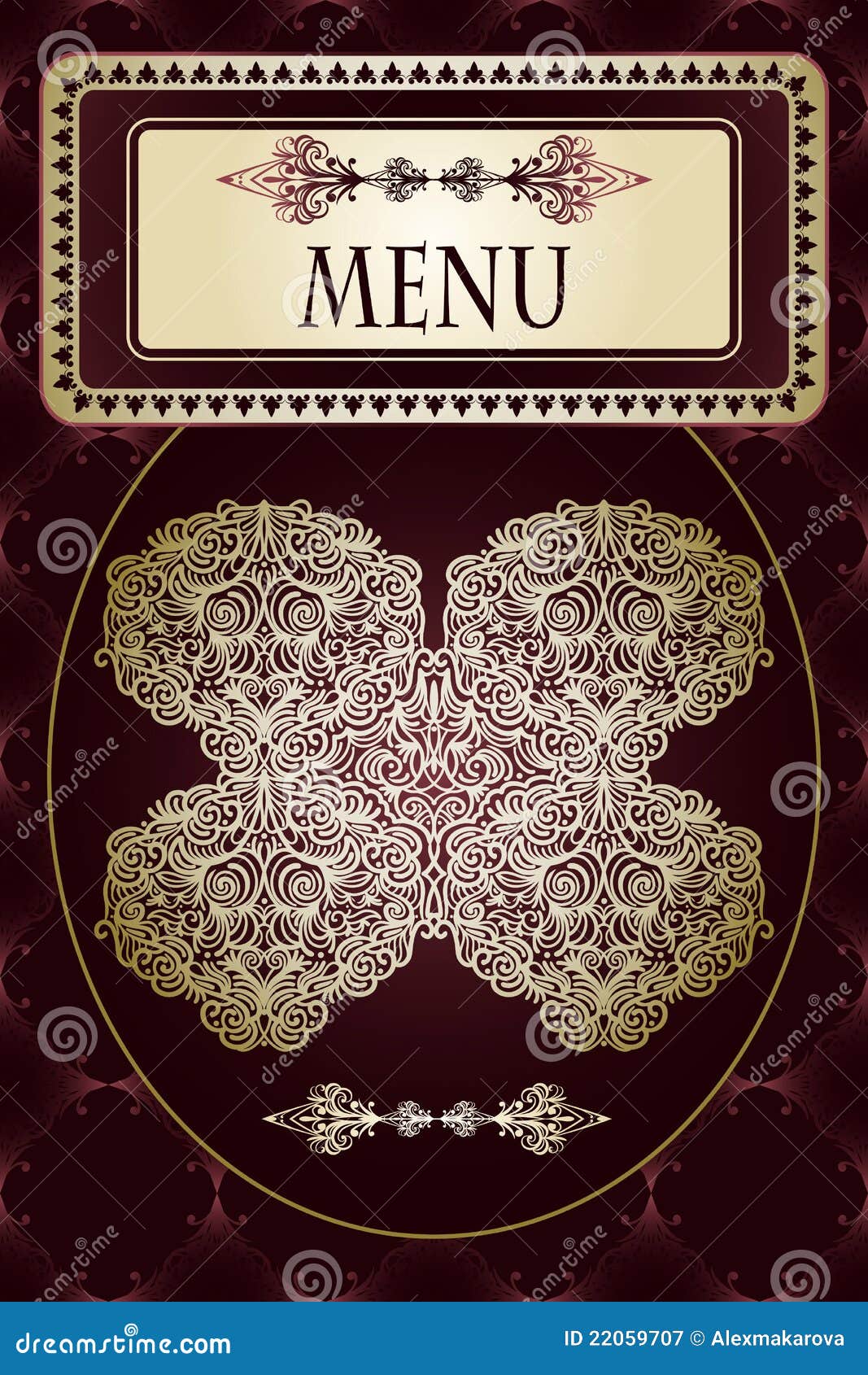 Menu on Abstract Floral Pattern Stock Vector - Illustration of menu ...