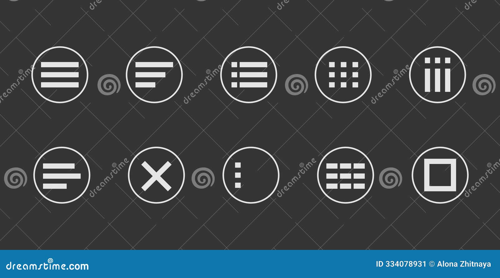 Menu for Apps and Web Hamburger Menu Dropdown in Circle. Set Interface ...