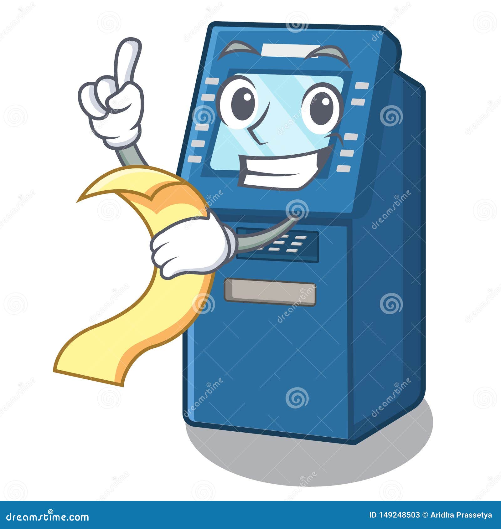 With Menu Atm Machine Next To Character Table Stock Vector ...
