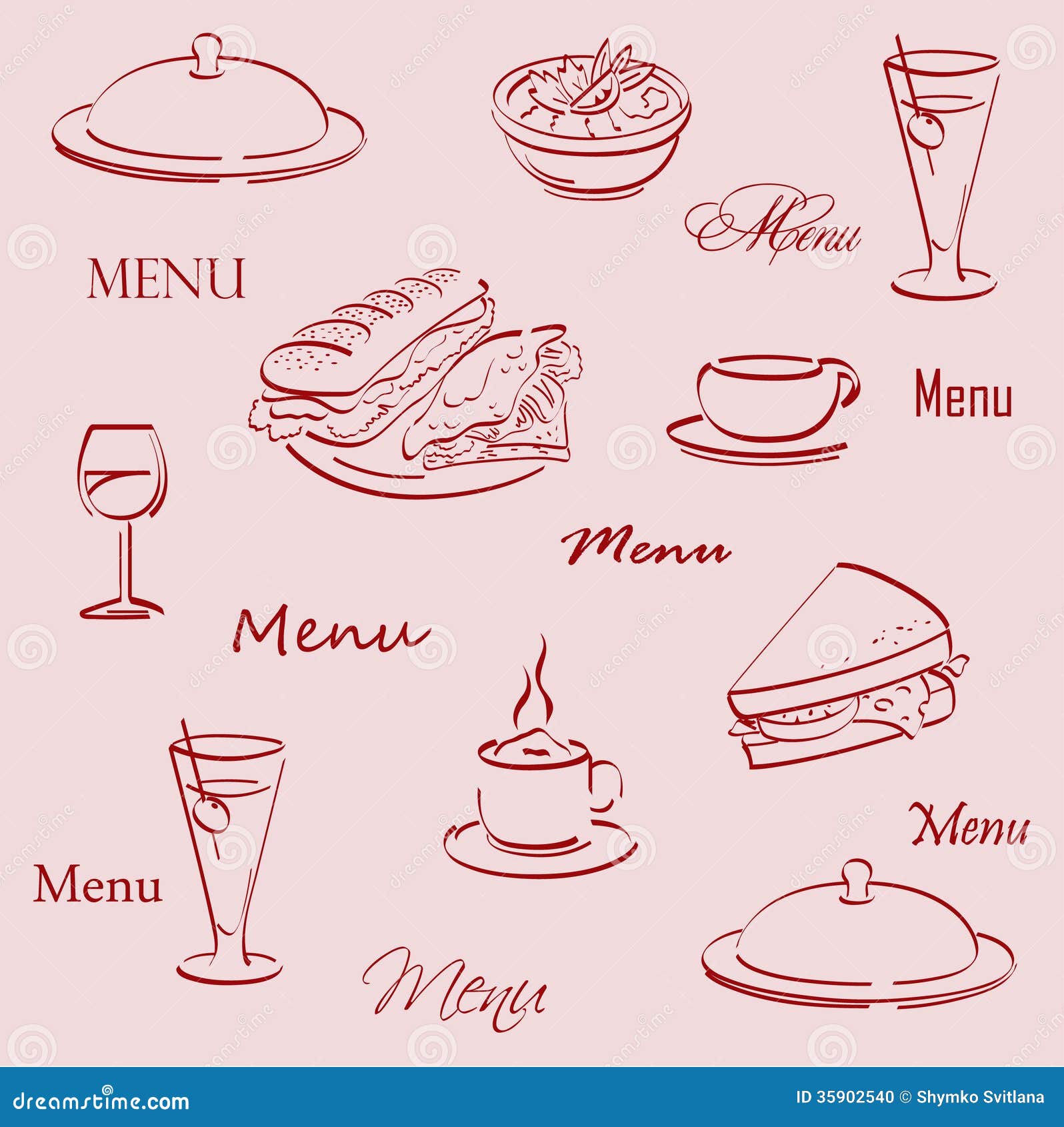 Menu stock vector. Illustration of glass, cafe, sandwich - 35902540