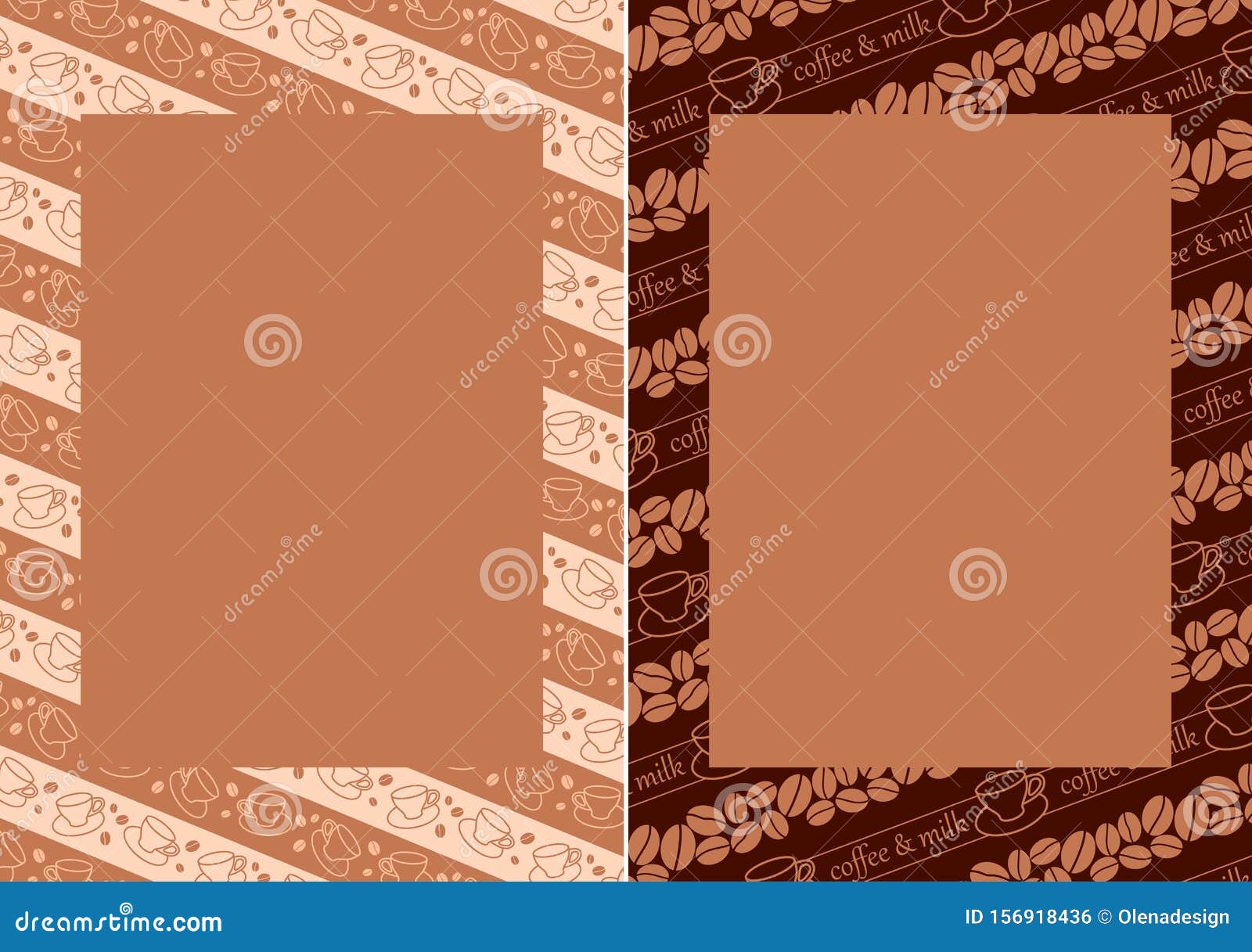 Menu Backgrounds with Coffee Beans and Cups - Vector Frames Stock ...
