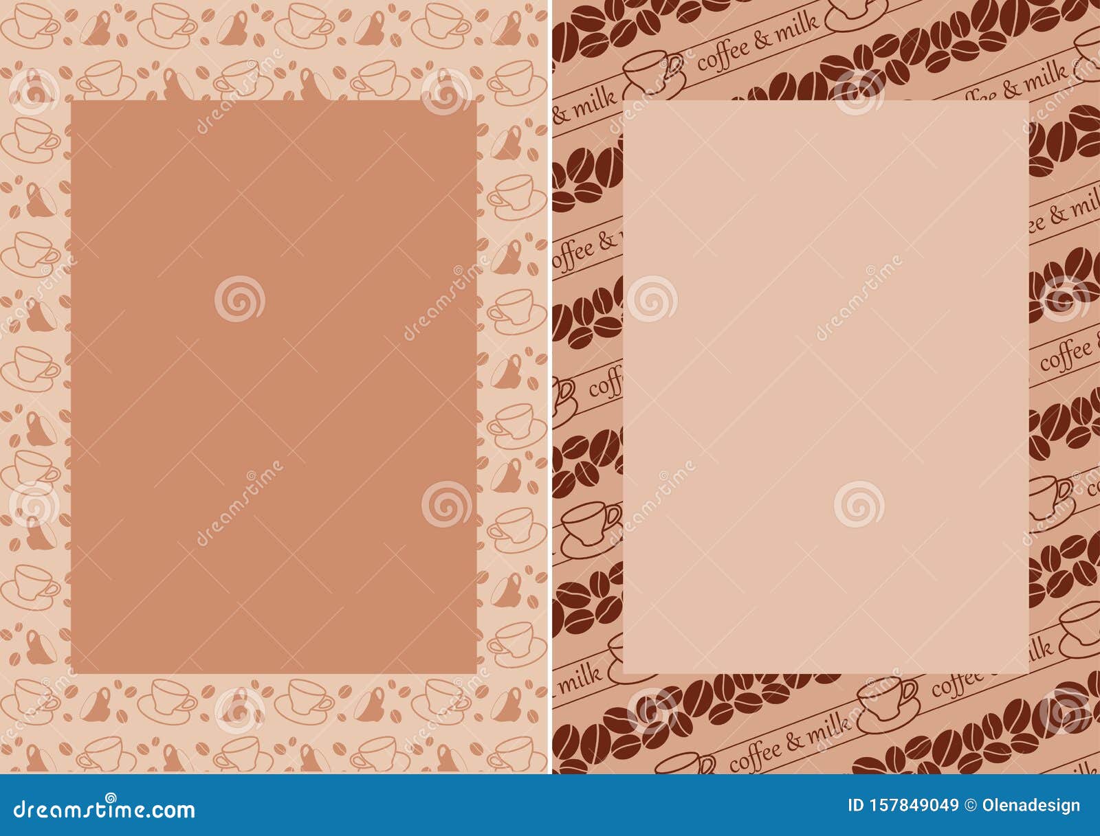 Menu Backgrounds with Coffee Beans and Cups - Vector Light Beige Frames ...