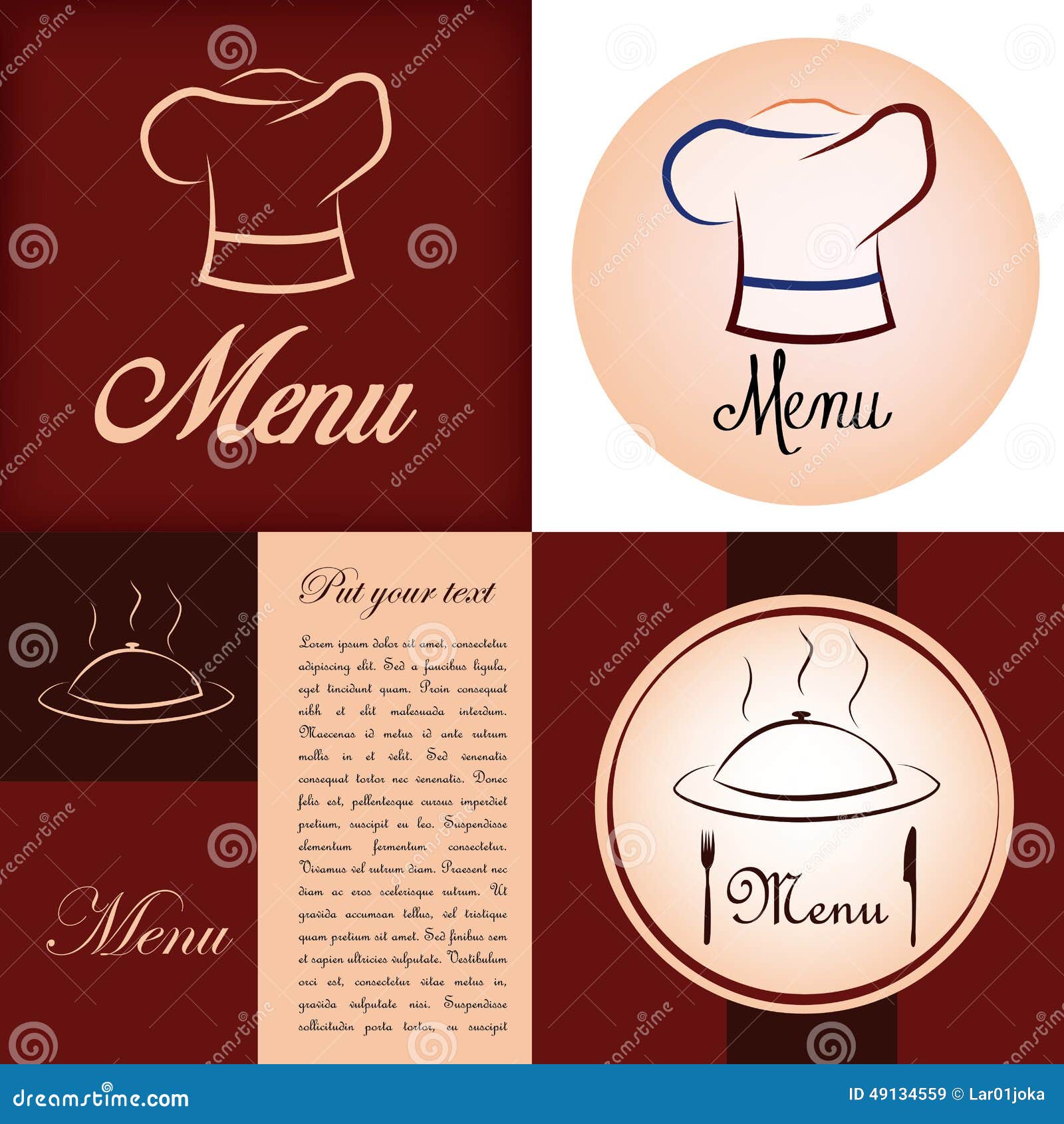 Set Menu Backgrounds With Chef Hat And Utensil Vector Illustration ...