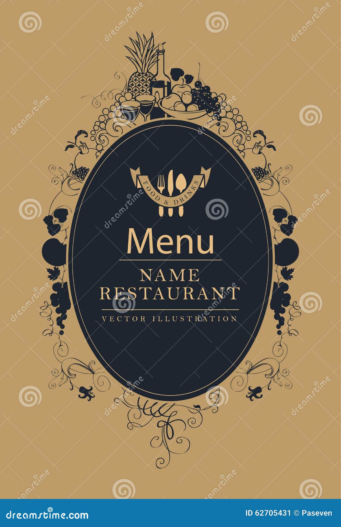 Menu in Baroque style stock vector. Illustration of decorative - 62705431