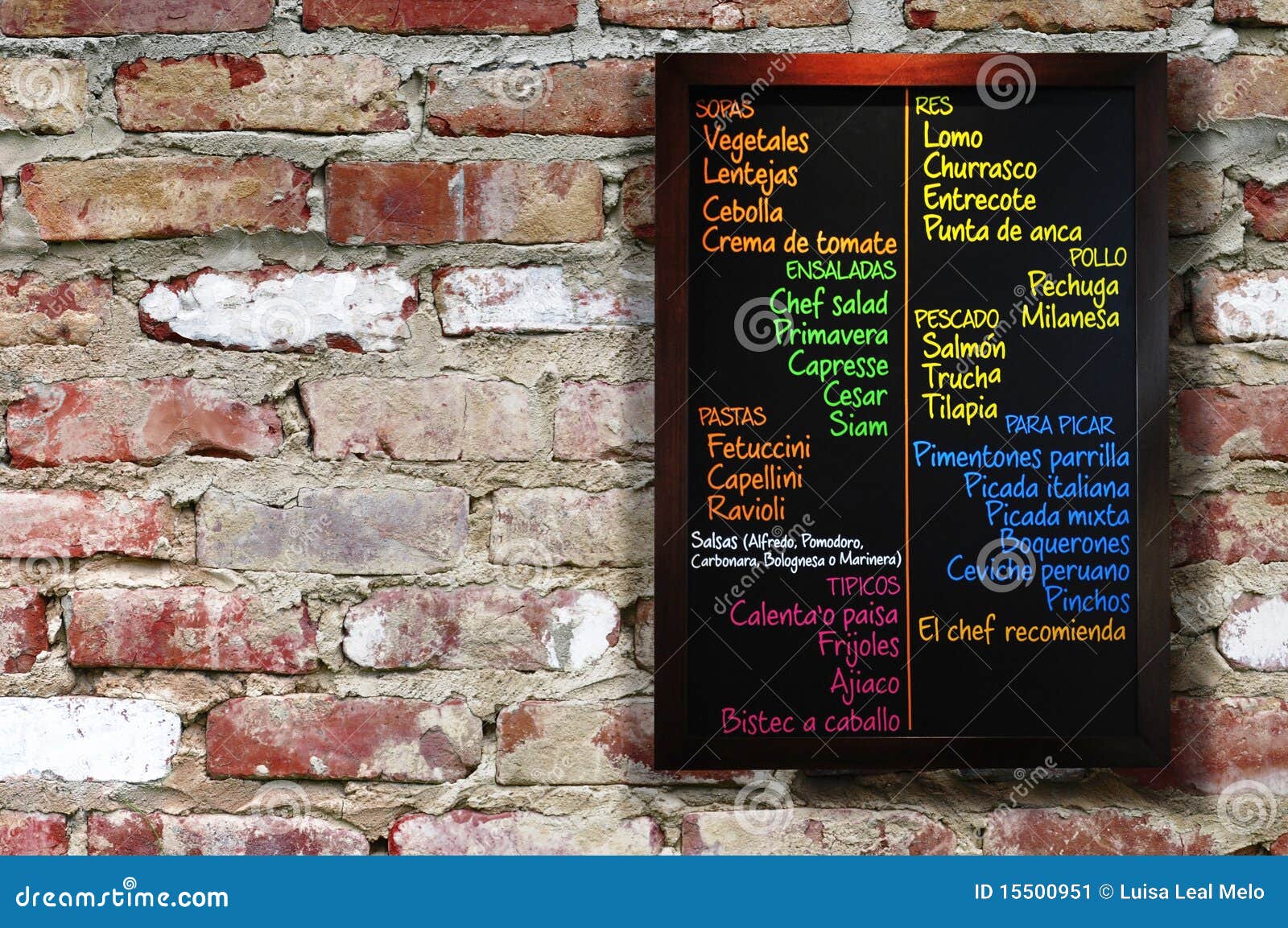 Menu board. stock image. Image of bulletin, lunch, frame - 15500951
