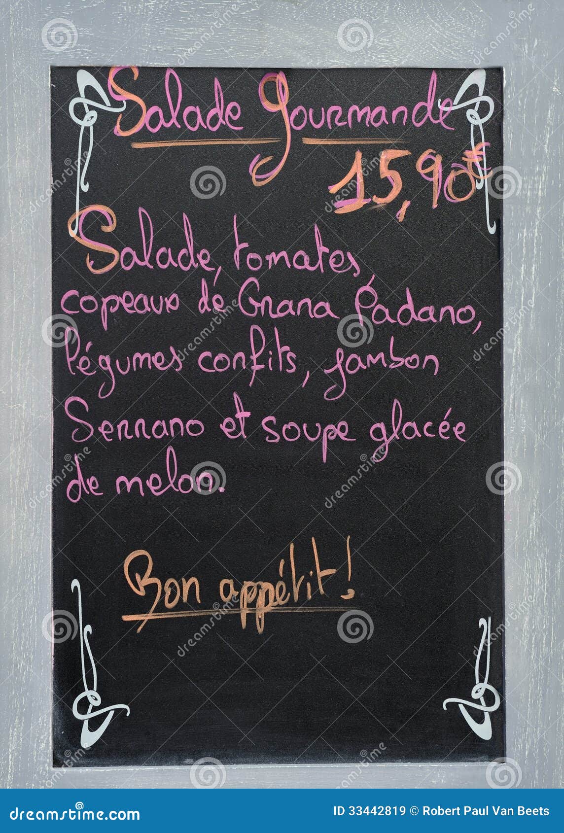 Menu Board with Advertisement at a French Restaurant Stock Image ...