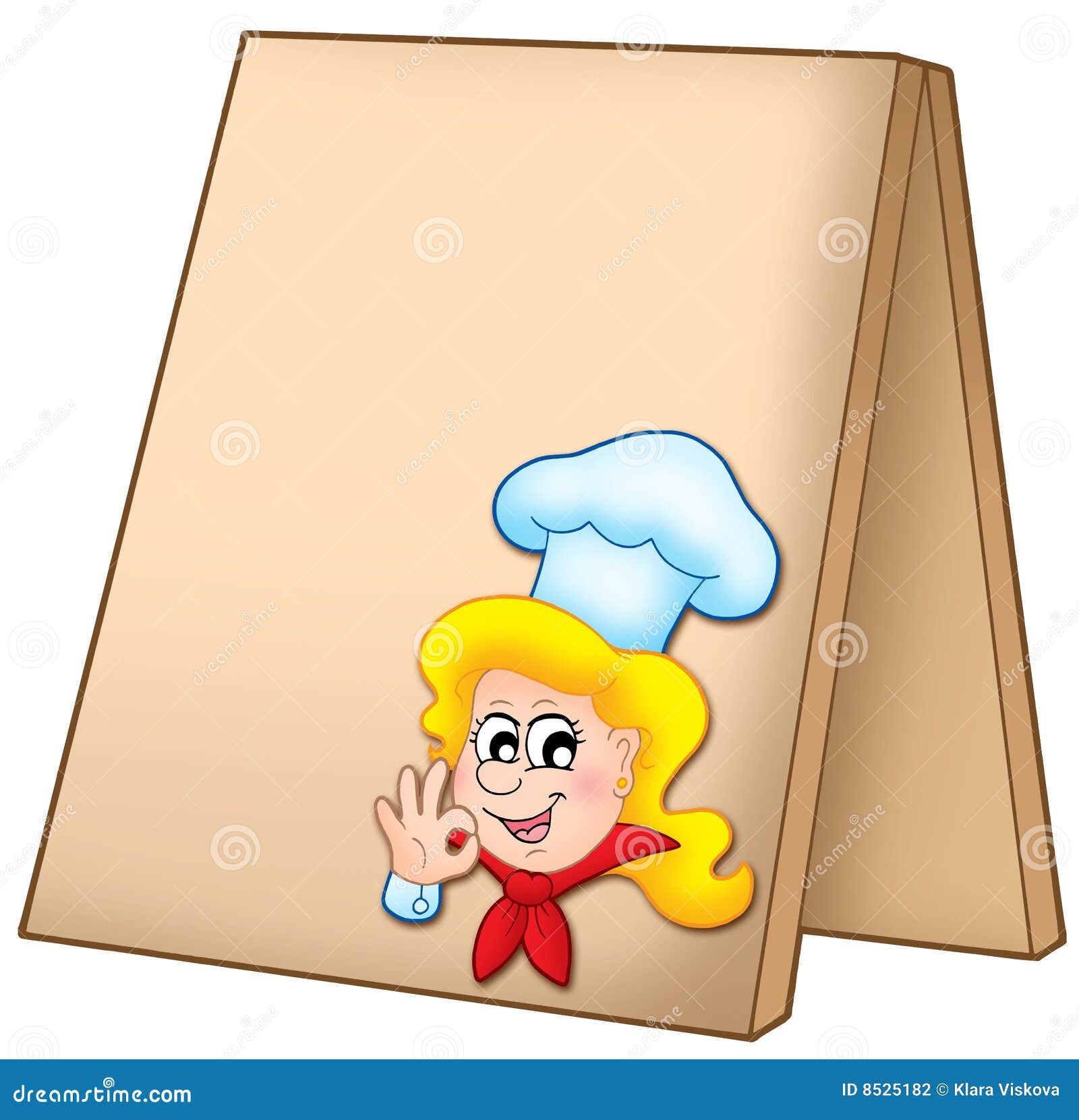 Menu Board with Cartoon Chef Woman Stock Illustration - Illustration of ...