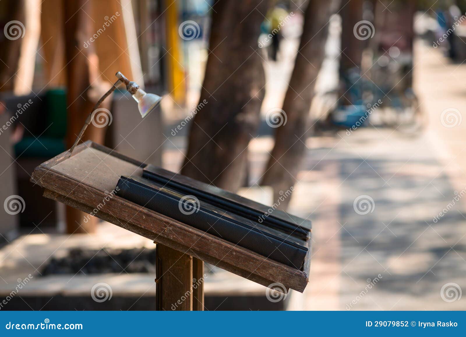 Menu Book in Outdoor Vintage Cafe Stock Photo - Image of exterior ...