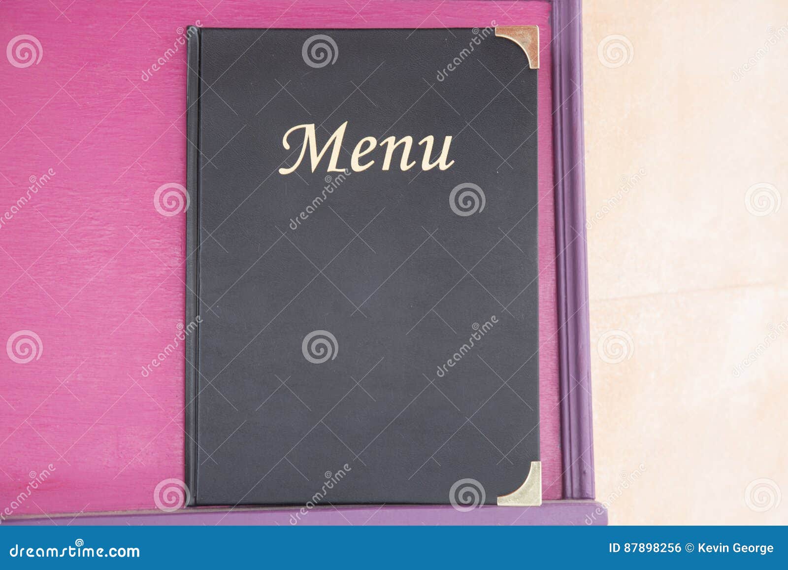 Menu Book on Pink Background Stock Photo - Image of product, purple ...